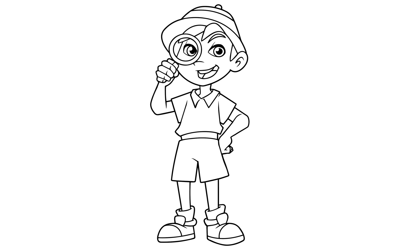 Little Explorer Line Art - Illustration - TemplateMonster