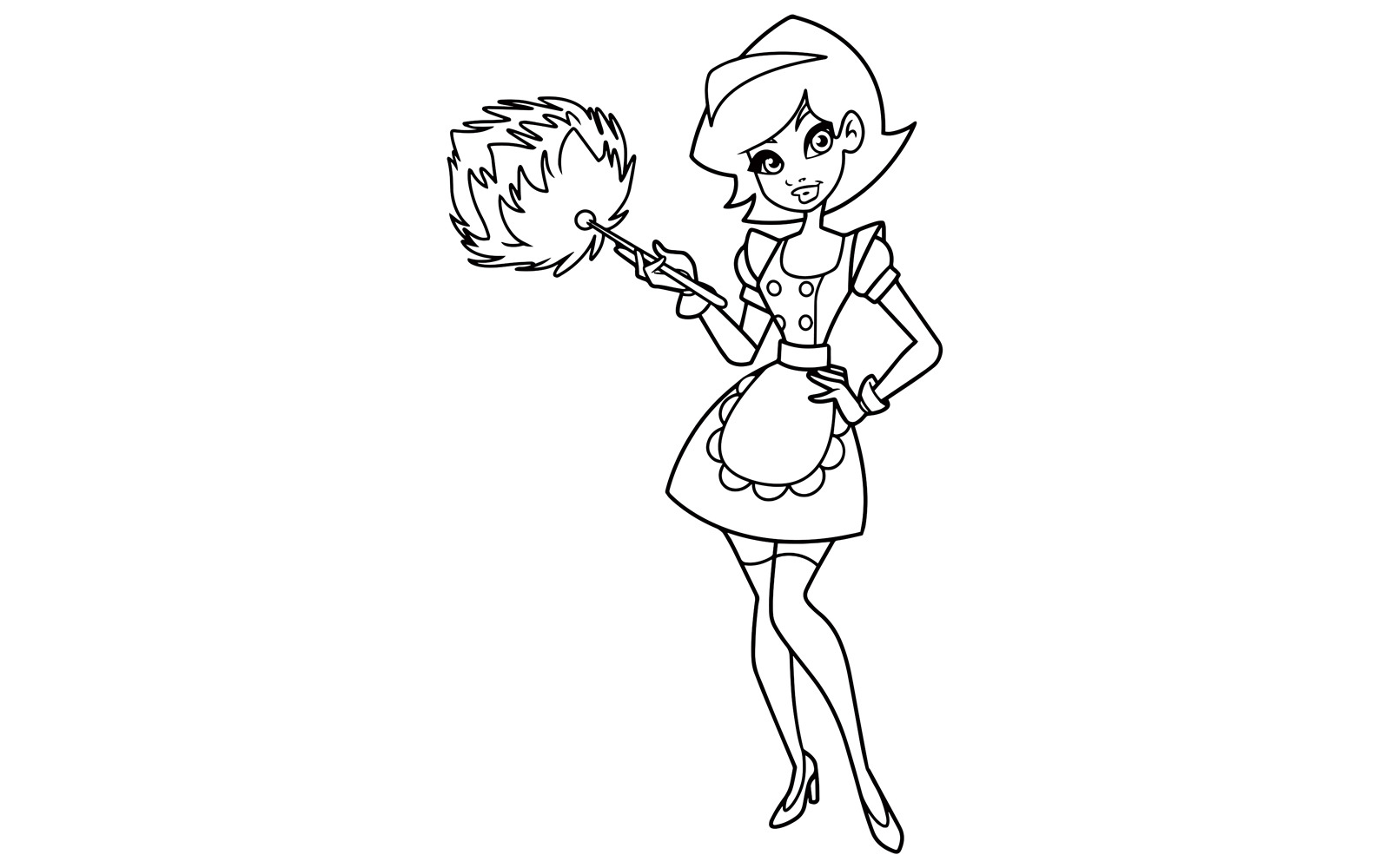 Maid Line Art - Illustration #125295 - TemplateMonster