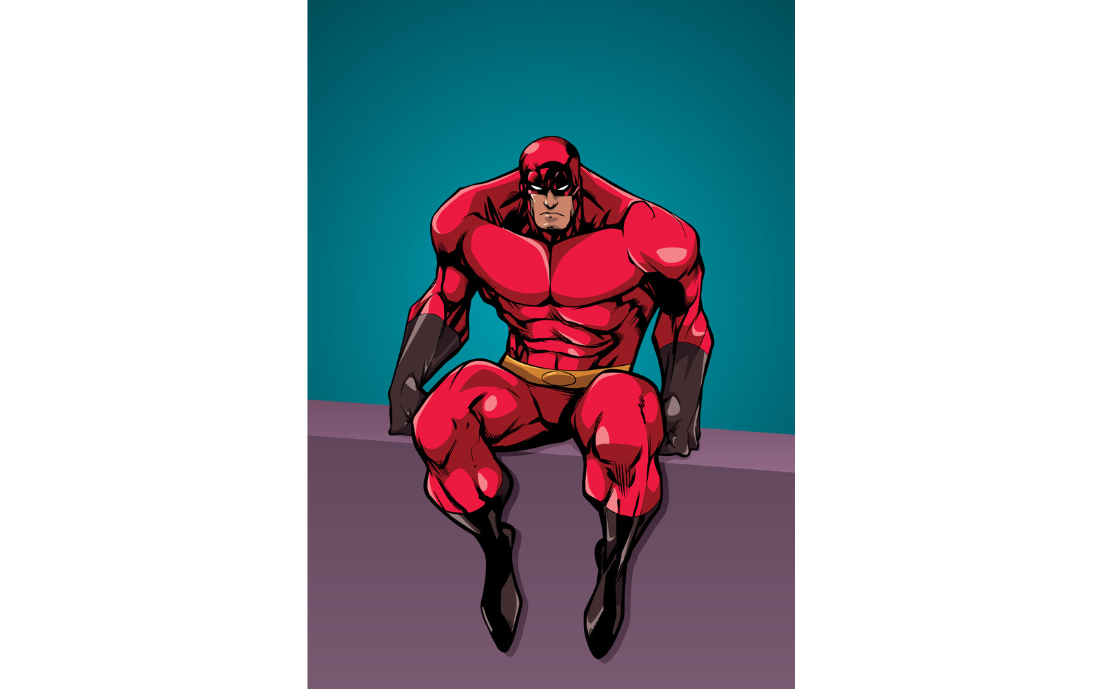 Superhero Sitting on Wall - Illustration - TemplateMonster