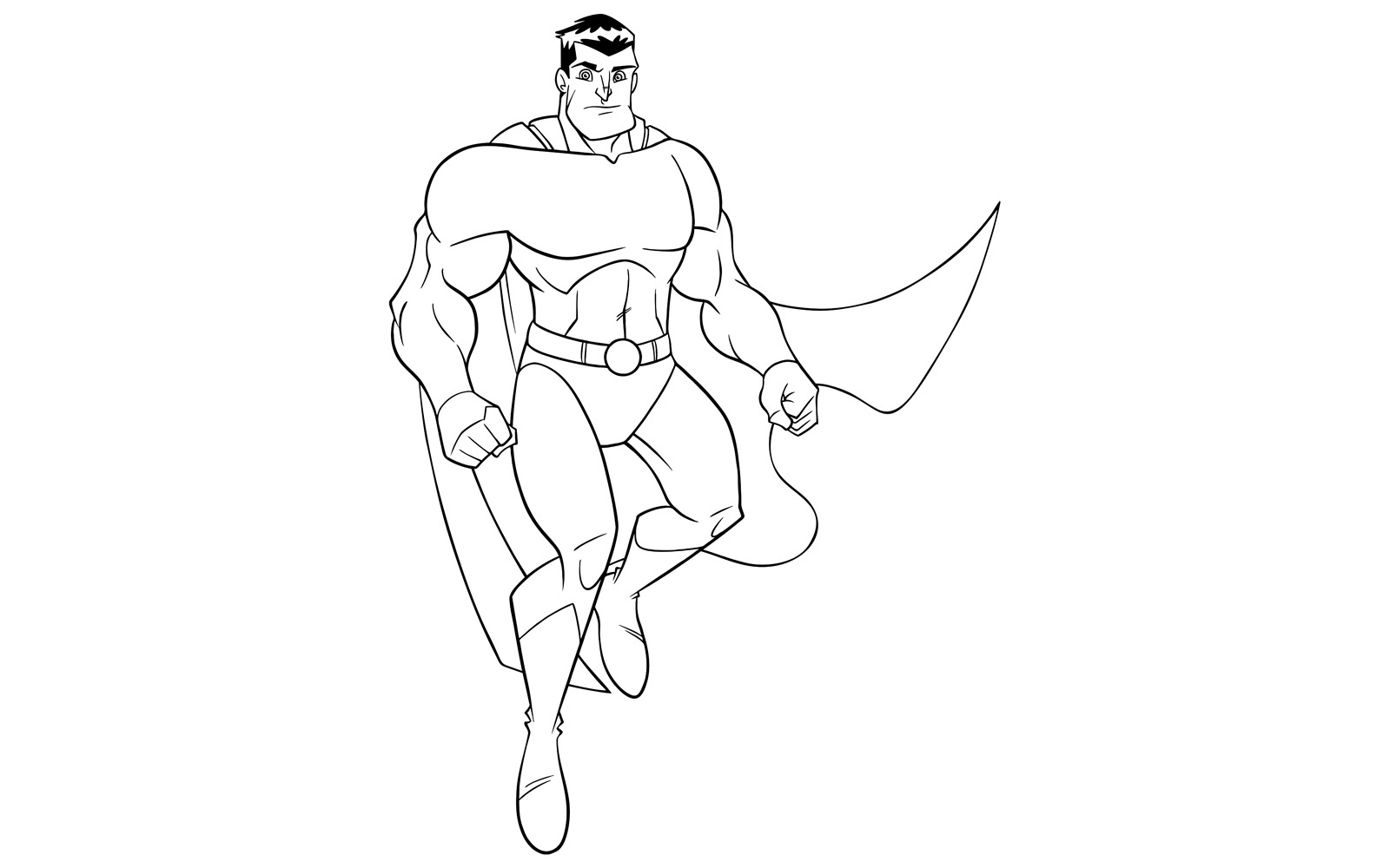 Superhero Flying 5 Line Art - Illustration - TemplateMonster