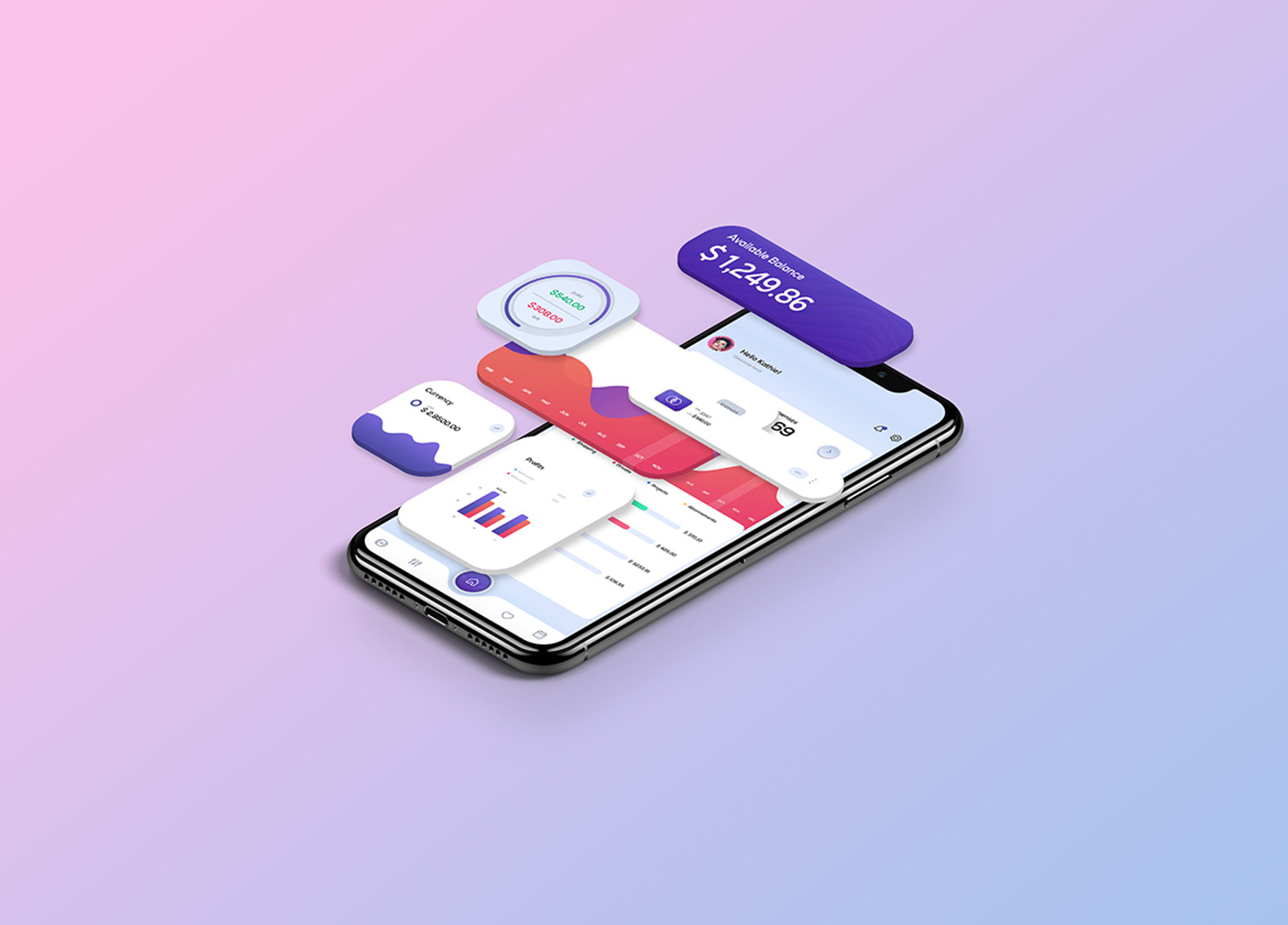 Isometric App Presentation product mockup - TemplateMonster