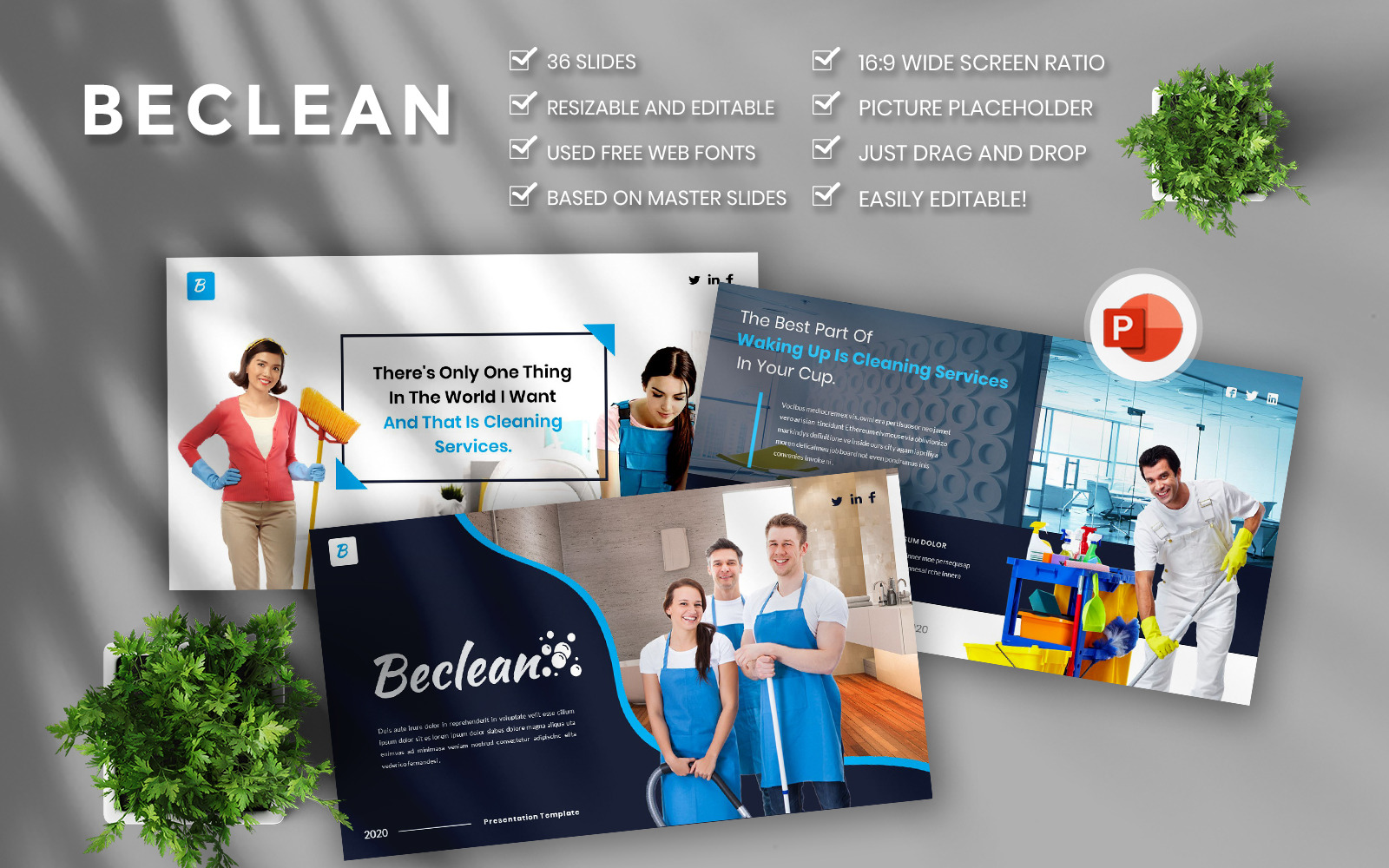 Beclean Cleaning Services Business PowerPoint template