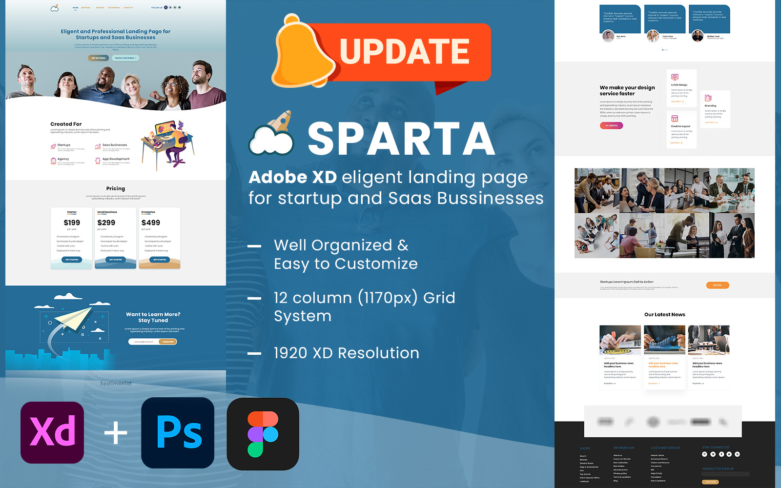 Sparta: Modern SaaS Landing Kit — Figma + PSD + XD FREE UI UX Template
