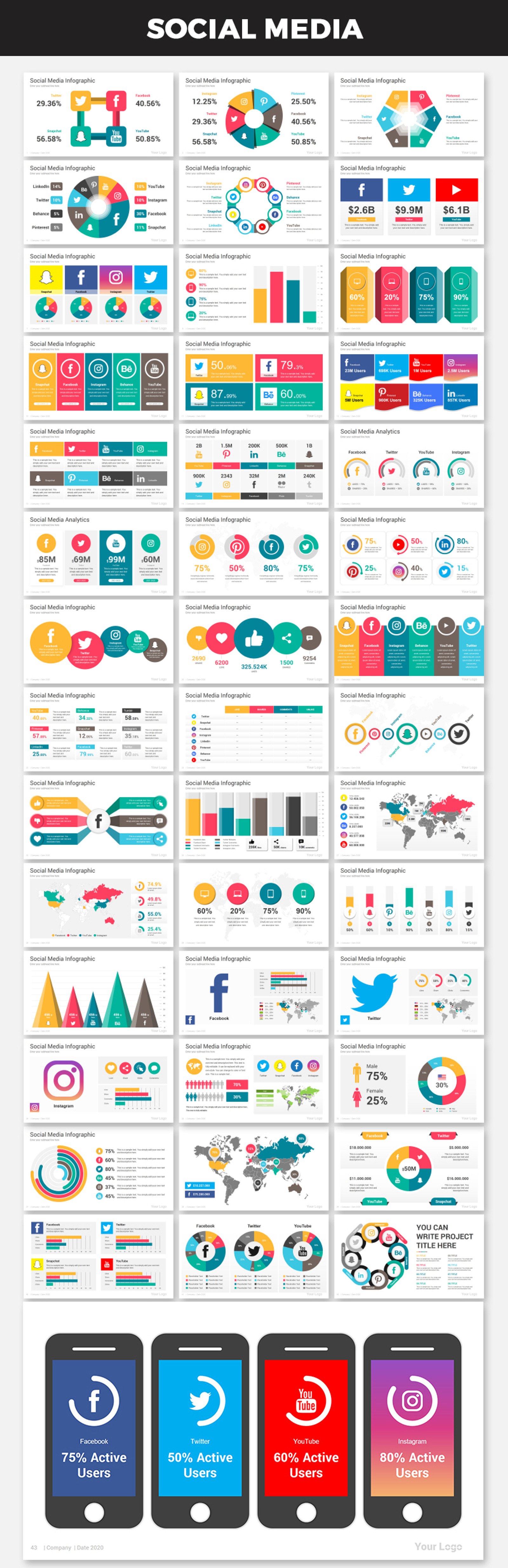 PowerPoint Infographics Golden Templates Bundle