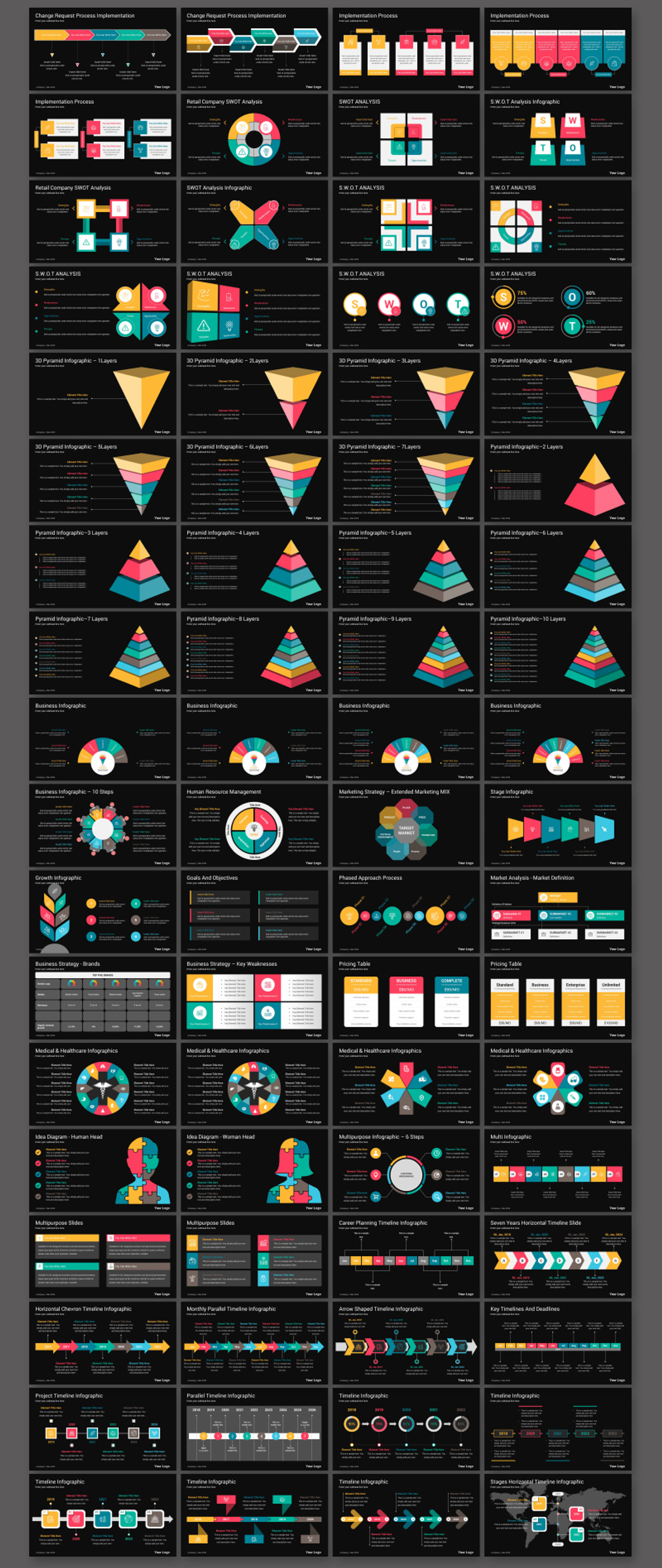 PowerPoint Infographics Golden Templates Bundle