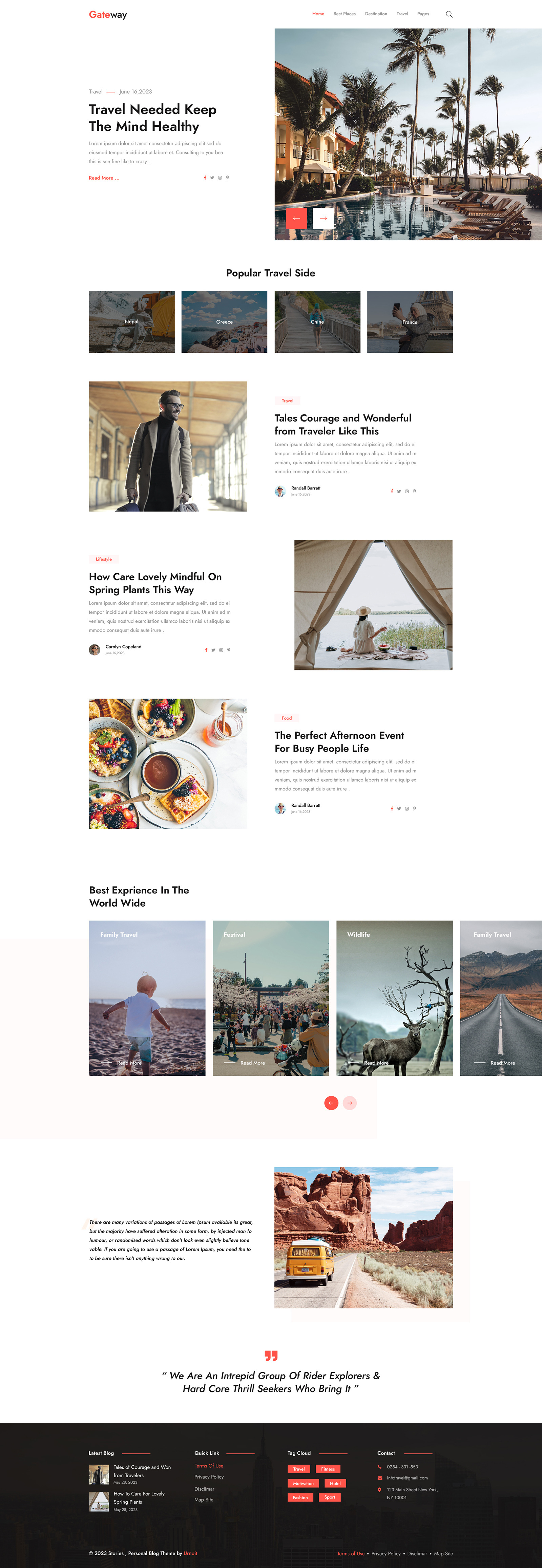 Gateway - Travel Blog PSD Template #384317 - TemplateMonster