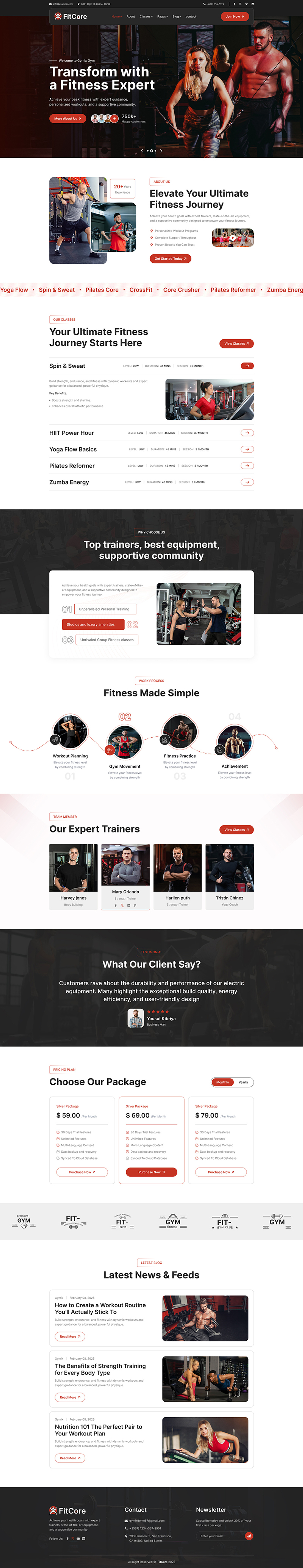 Fitcore - Fitness and Gym FREE HTML5 Template