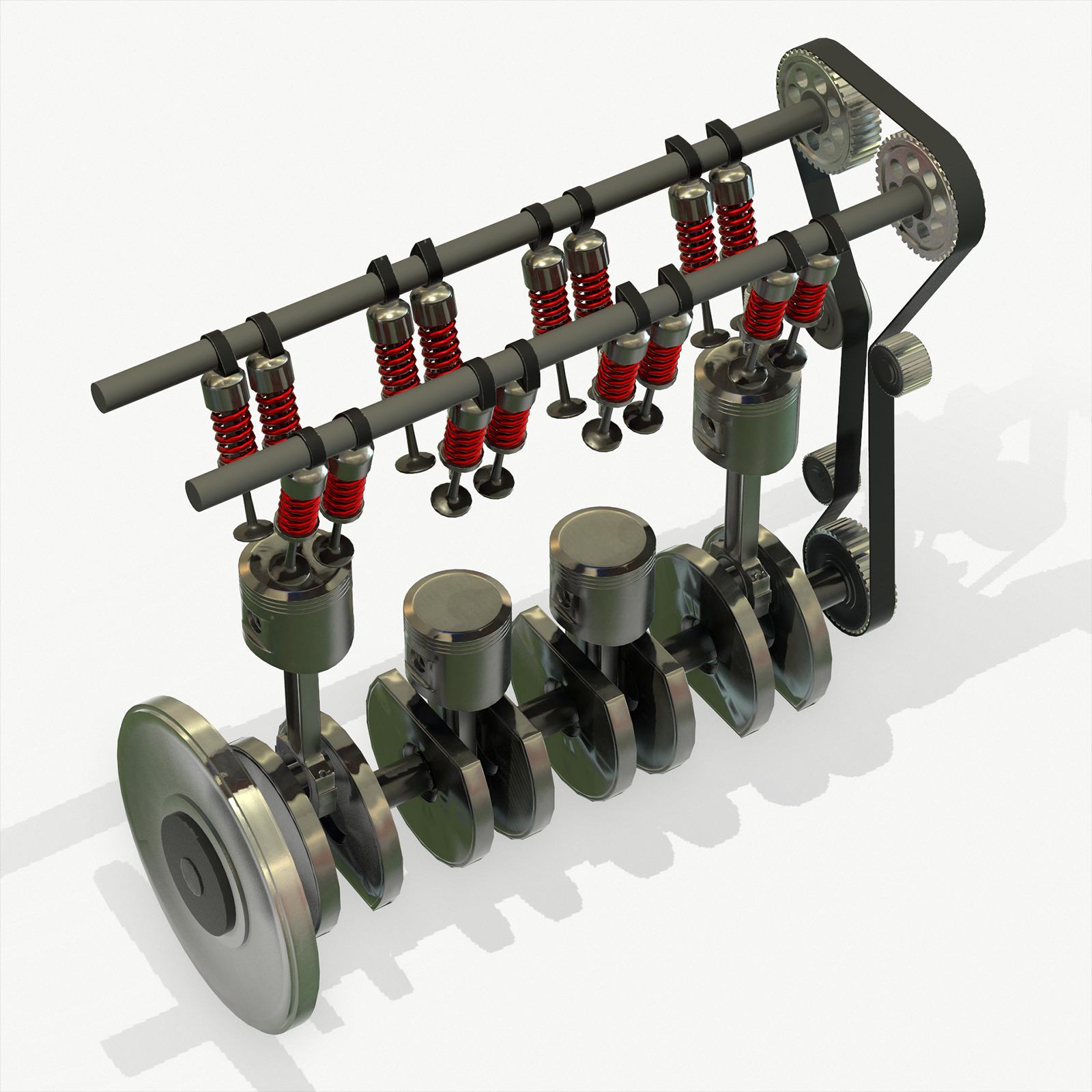 Animated Engine Parts 4T PBR Low Poly 3d Model