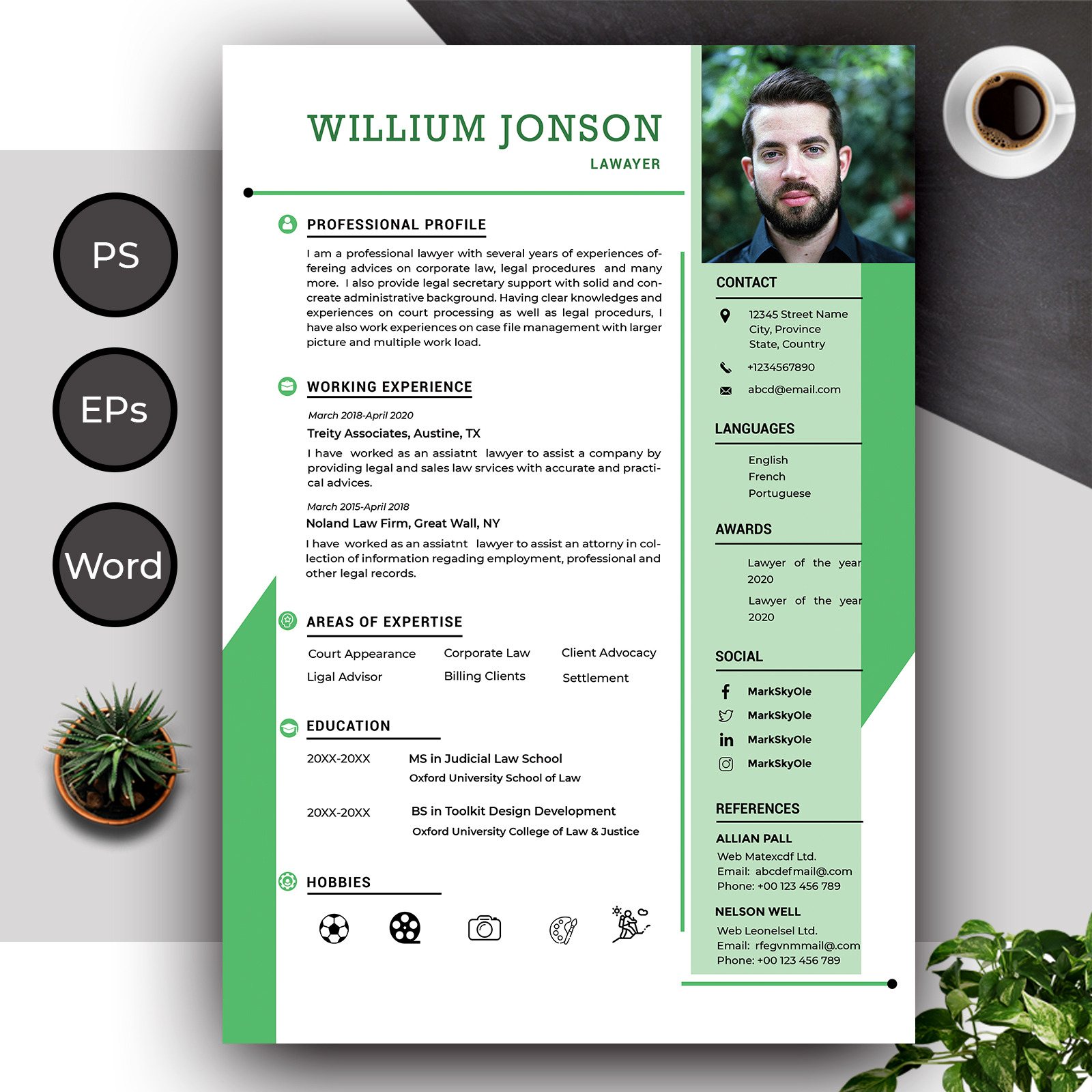 Resume Templates - Complete Professional Lawyer CV with Legal Experiences