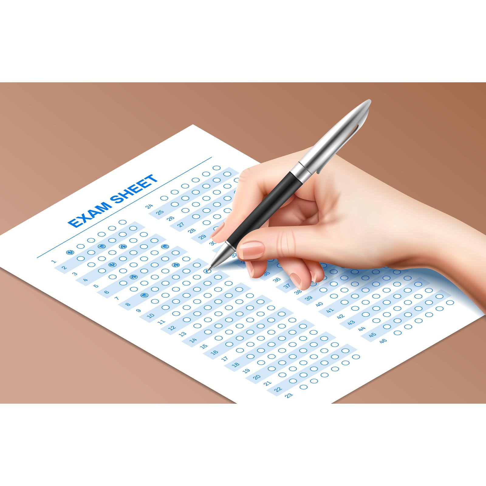 Realistic Test Paper Hand Pen 201151812 Vector Illustration Concept