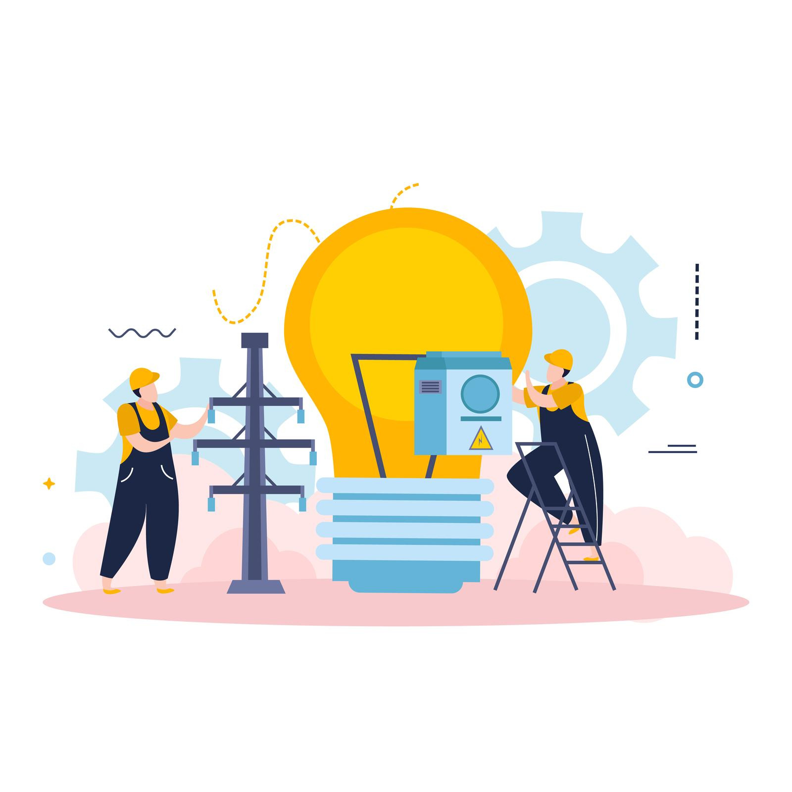 Electricity And Lighting Flat Background 201140263 Vector Illustration ...