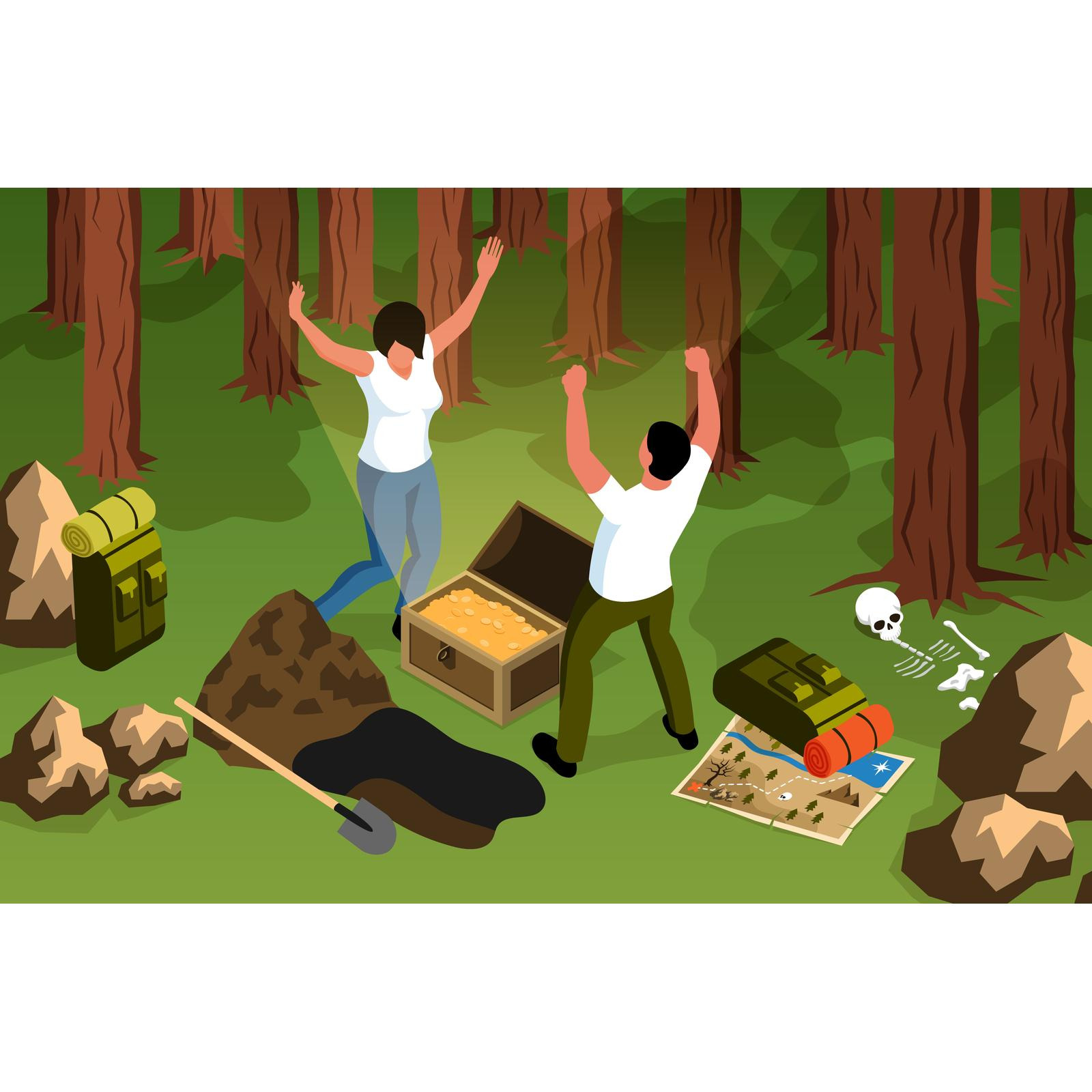 Isometric Treasure Hunt Horizontal Illustration 201210510 Vector ...