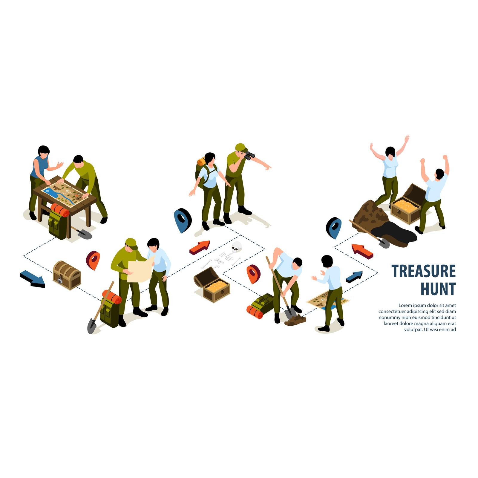 Isometric Treasure Hunt Infographics 201210511 Vector Illustration Concept