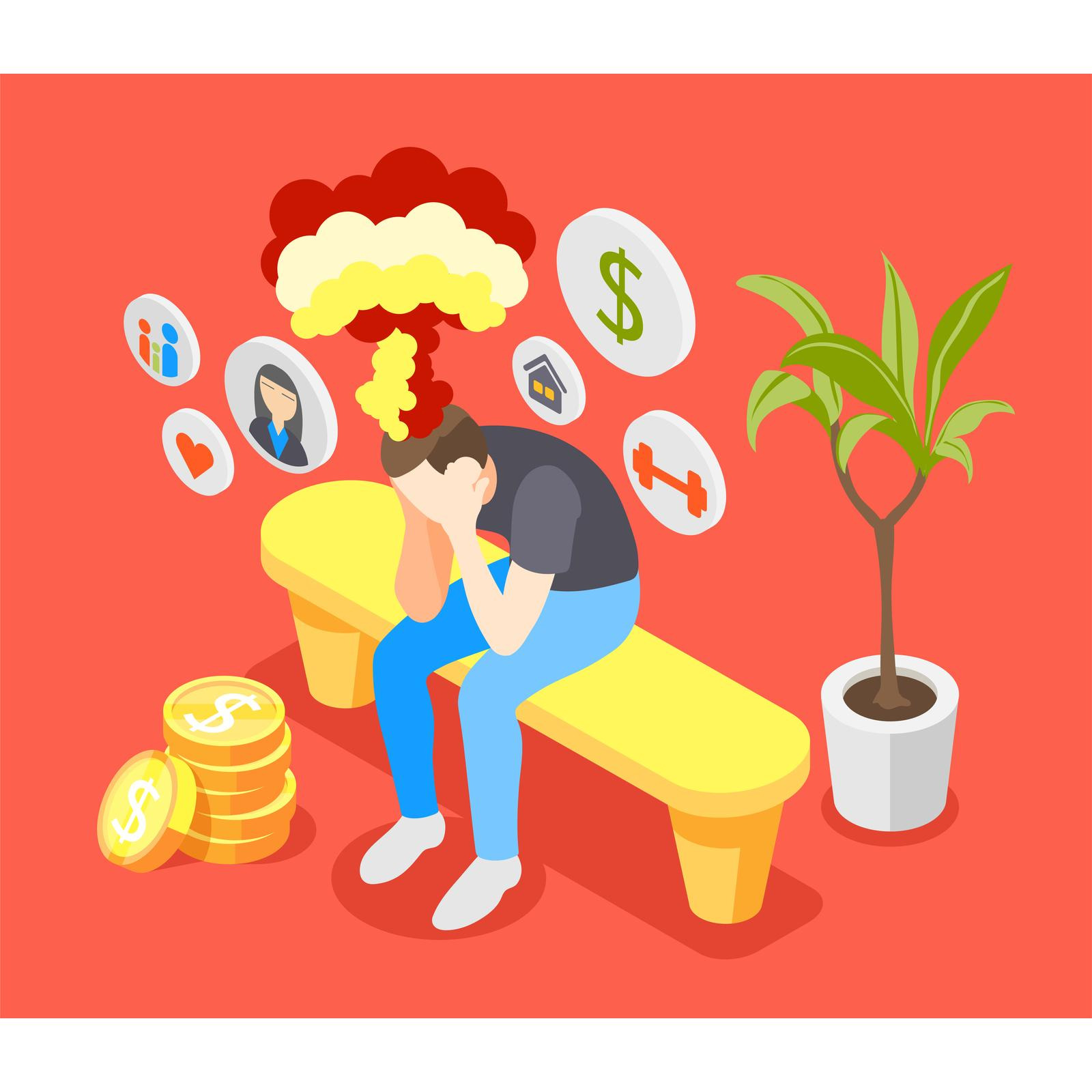 Men Problems Isometric Composition 201130103 Vector Illustration Concept