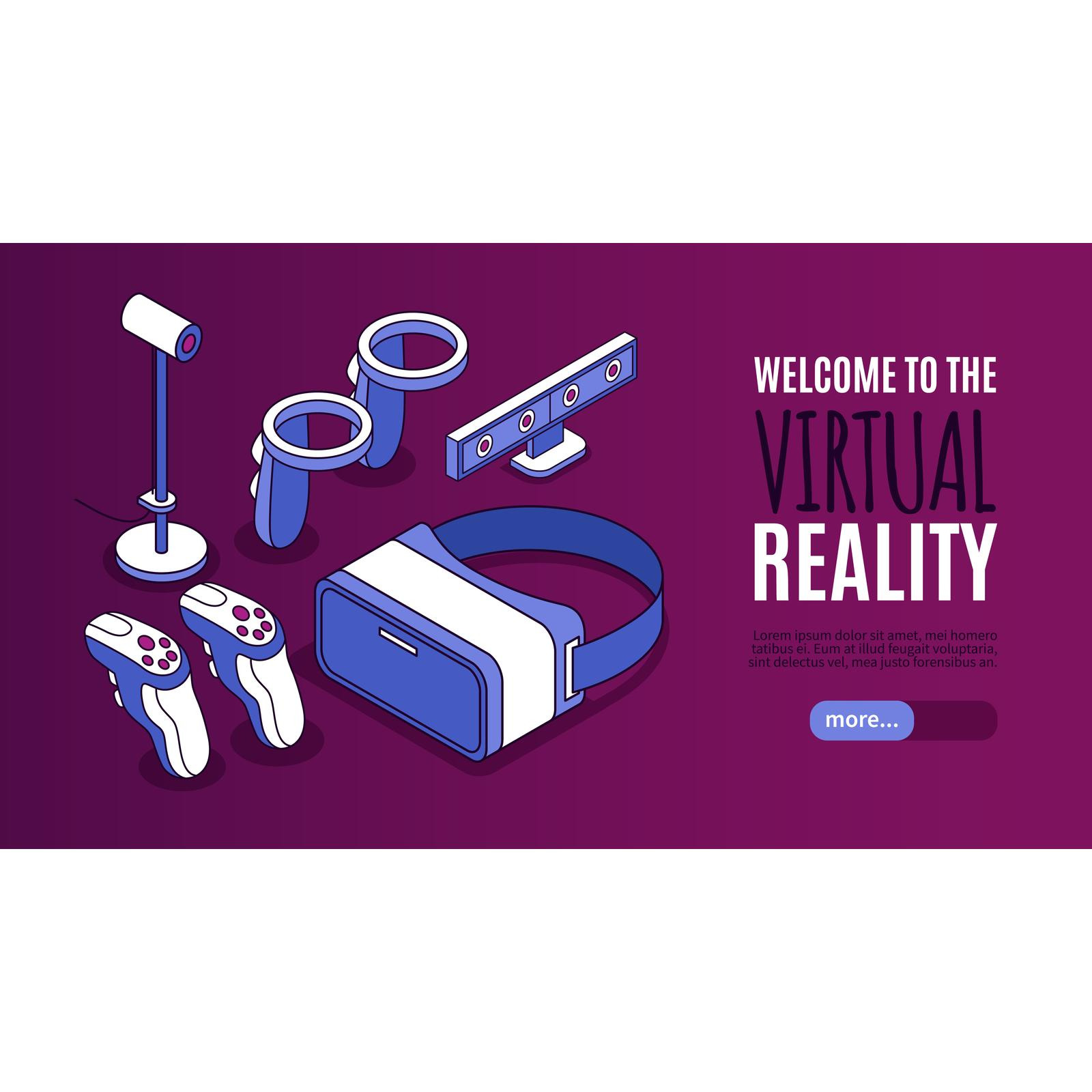 Isometric Virtual Reality Vr Horizontal Banner 200912134 Vector ...