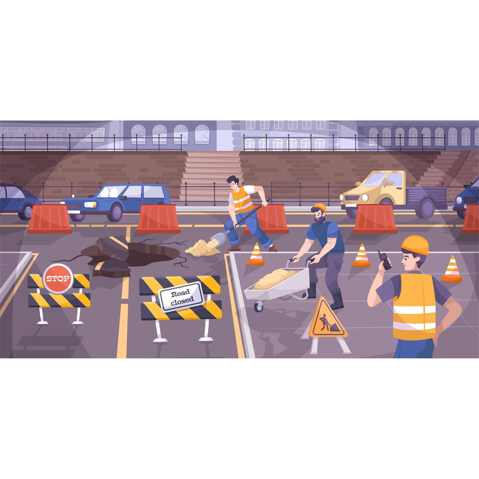 Road Construction Signs Flat 201150737 Vector Illustration Concept