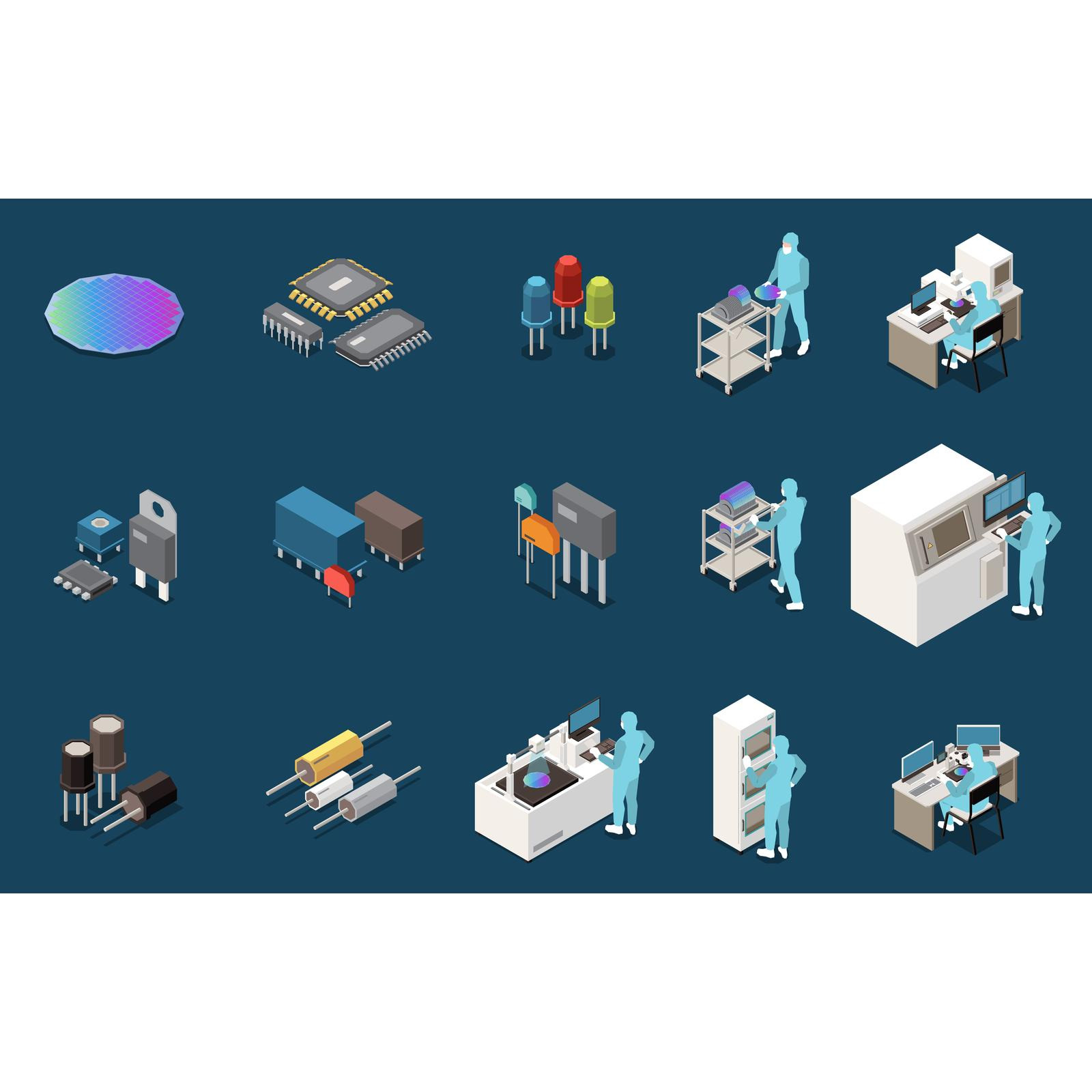 Semiconductor Chip Production Isometric Set 200910906 Vector ...