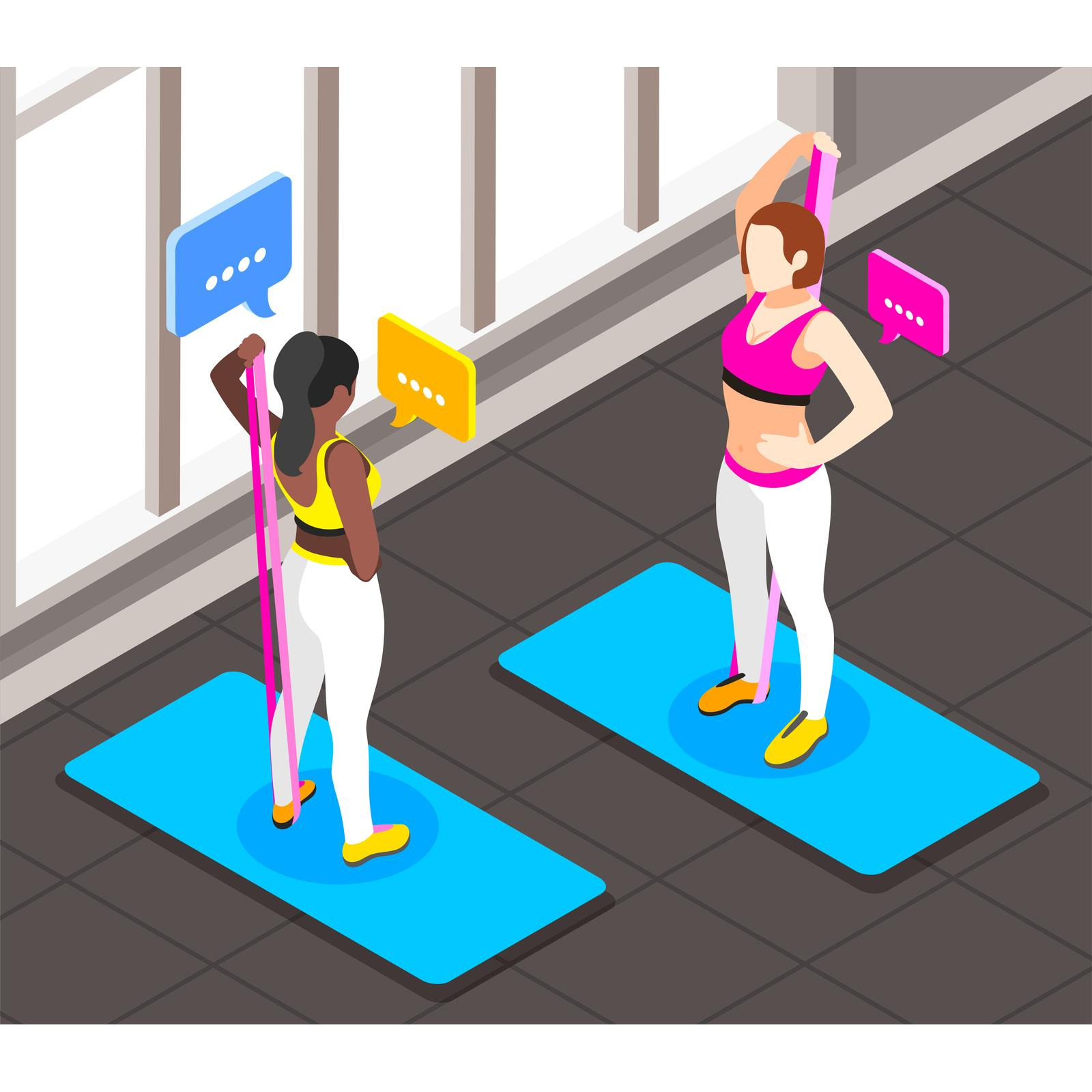Resistance Band Exercises Isometric Background Vector Illustration Concept