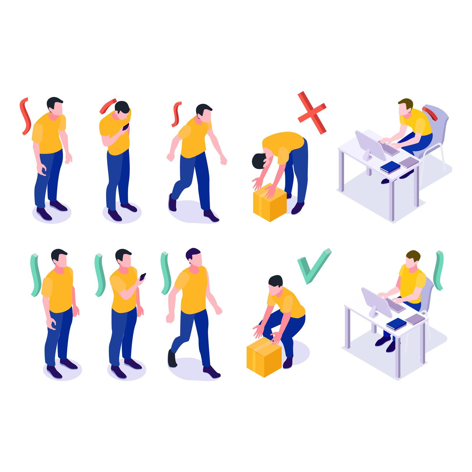 Isometric Postures Man Set 201103220 Vector Illustration Concept