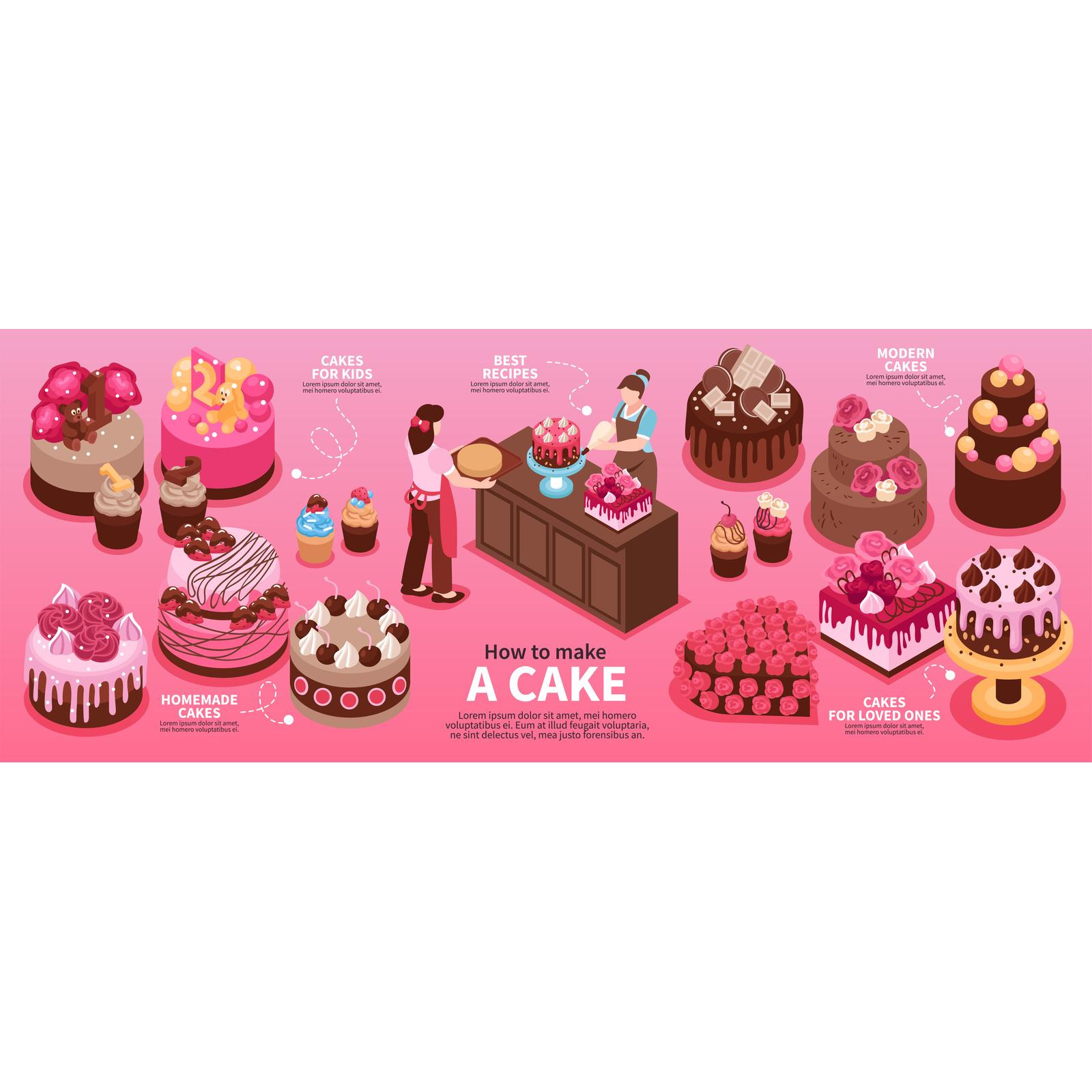 Isometric Homemade Cake Infographics 201012106 Vector Illustration Concept