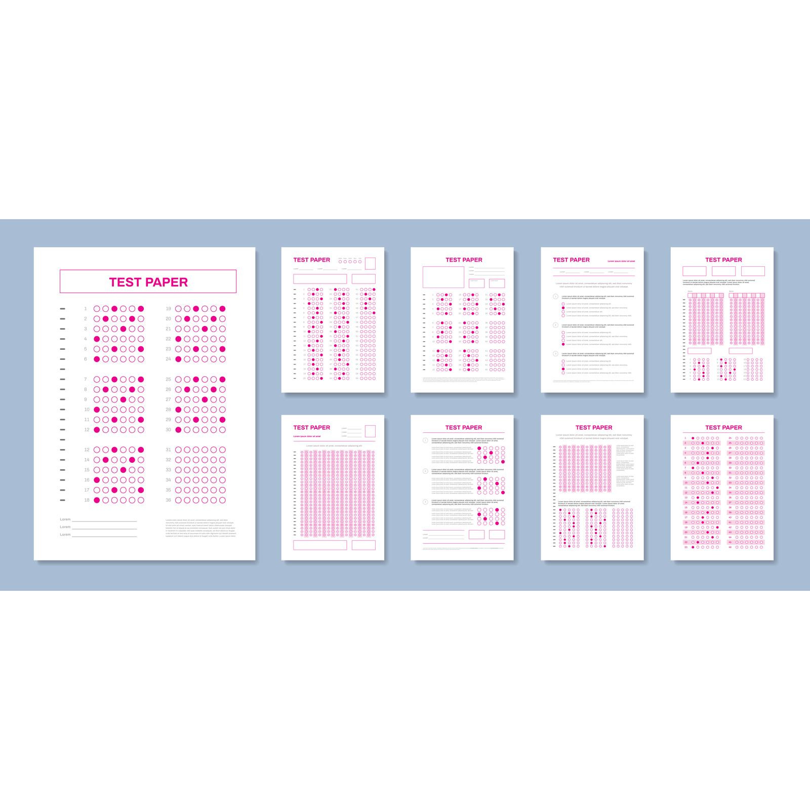 Realistic Test Paper Answers Set 201151809 Vector Illustration Concept