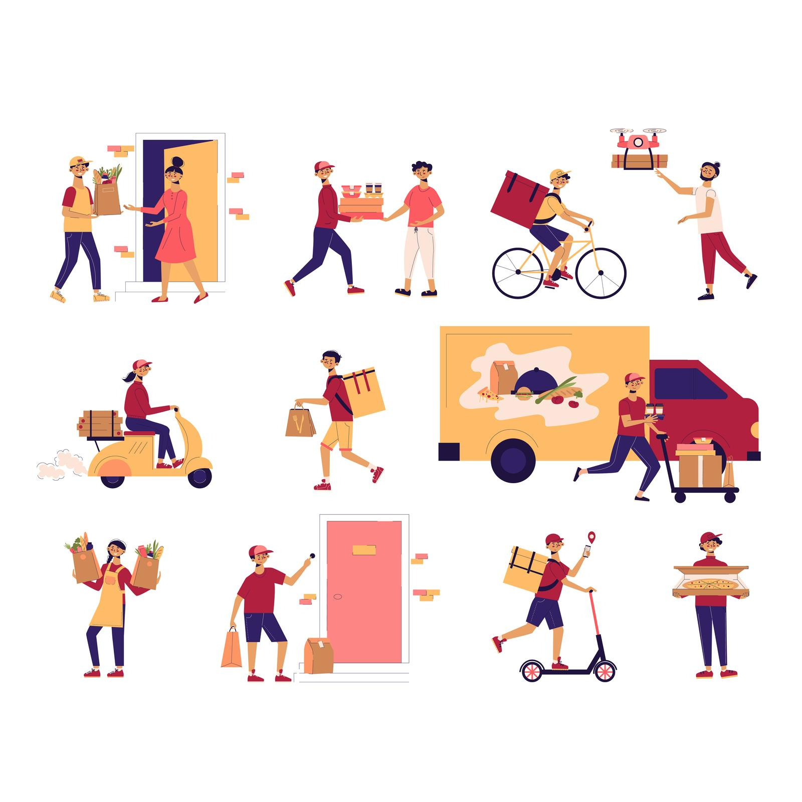 Food Delivery Set Vector Illustration Concept food-delivery-set-vector-illustration-concept