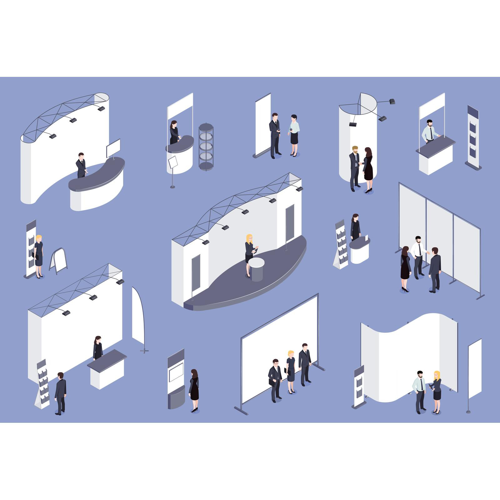 Isometric Expo Stand Exhibition People Set 201150422 Vector ...