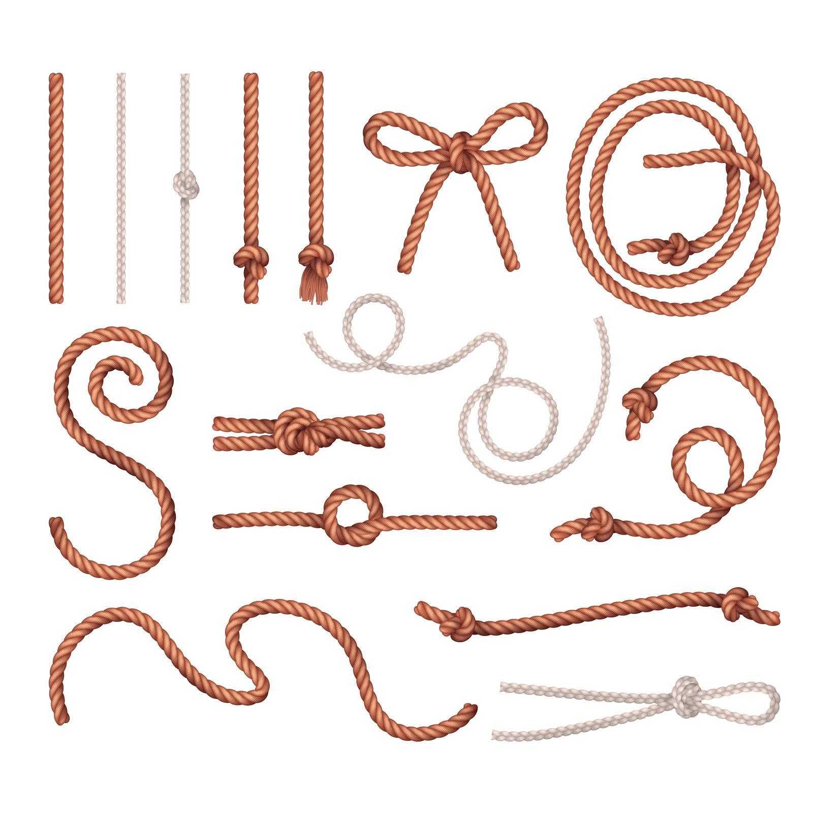 Rope Knots Realistic Set Vector Illustration Concept