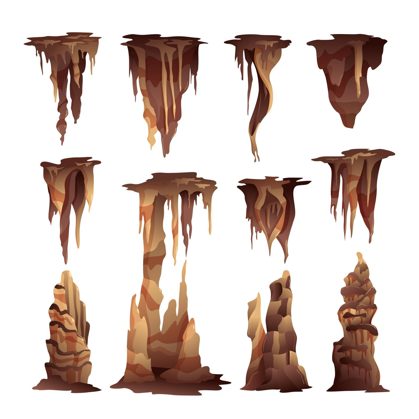 Stalactites Stalagmites Set Vector Illustration Concept