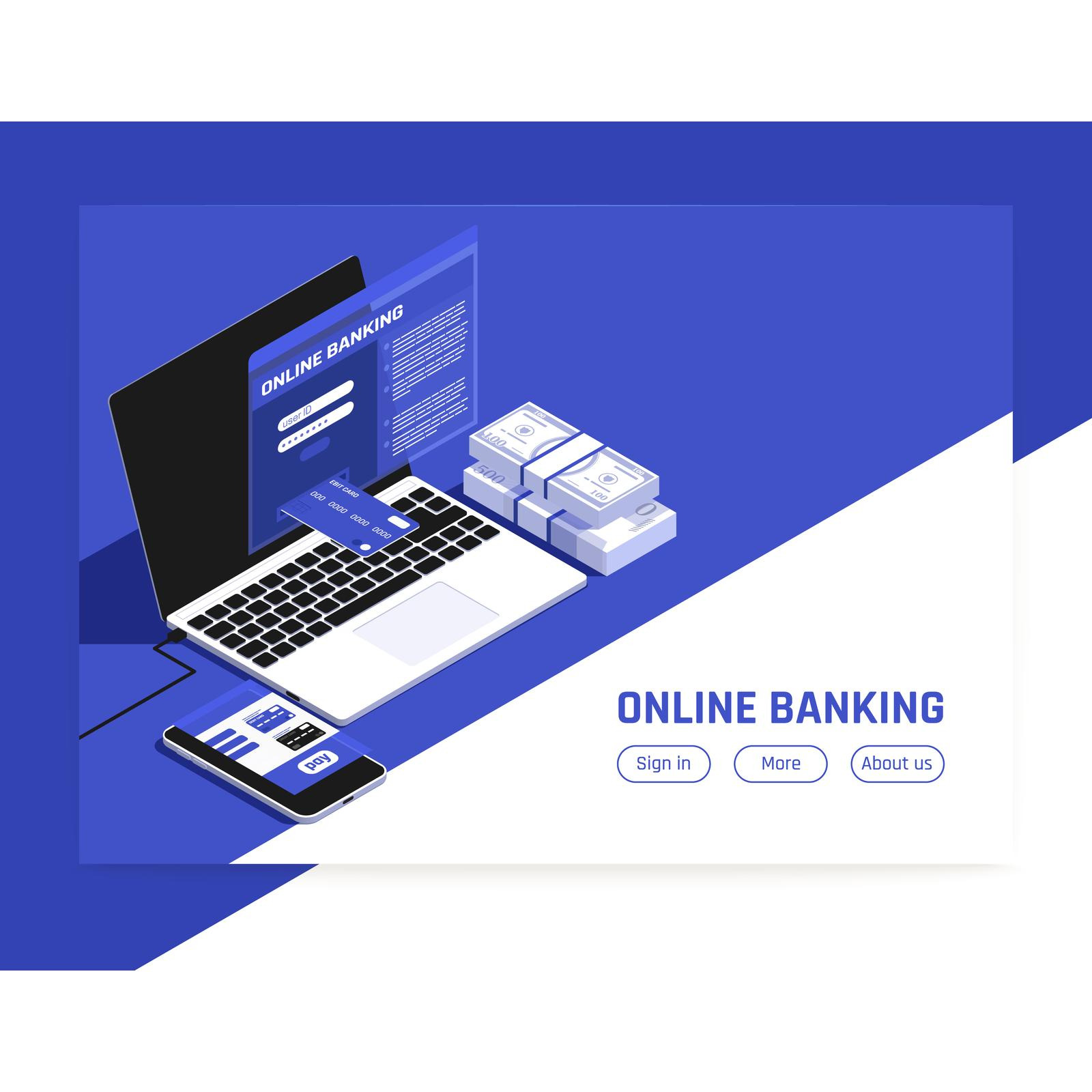 Online Banking Isometric Vector Illustration Concept