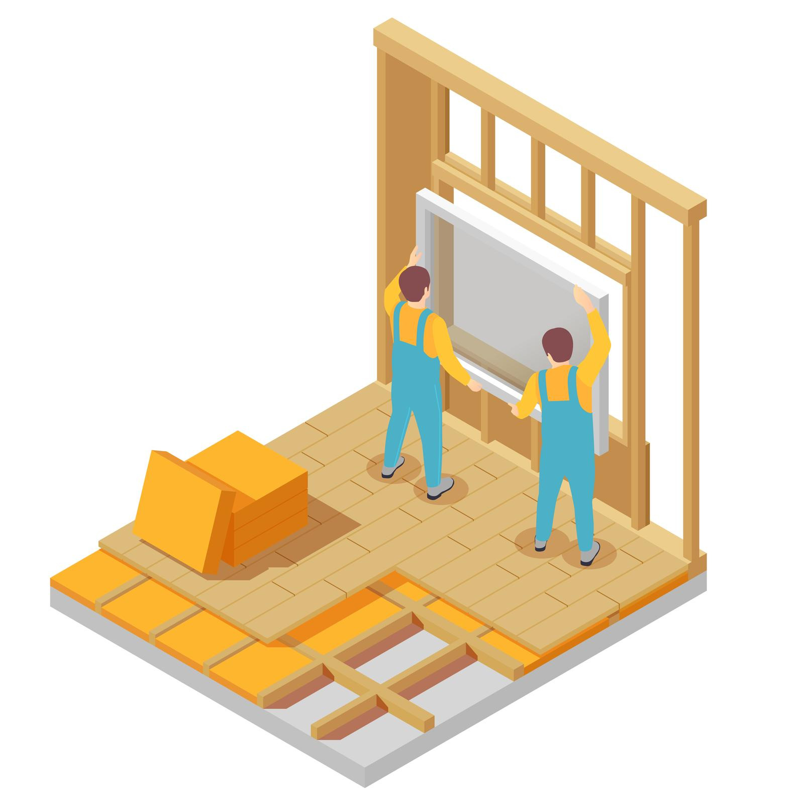 Modular Frame Building Isometric 201120116 Vector Illustration Concept
