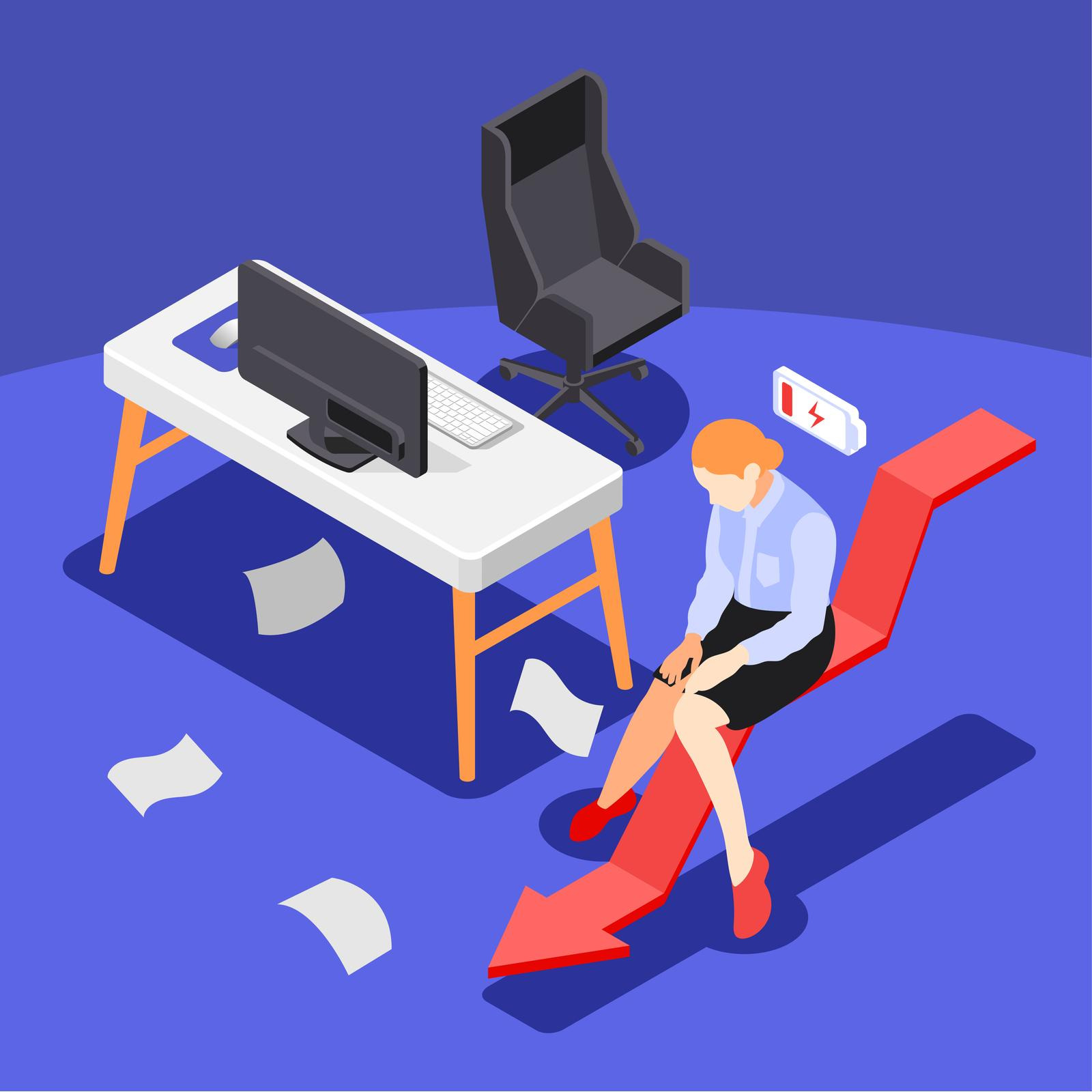 Burn-Out Syndrome Isometric Icons Composition 201030113 Vector ...