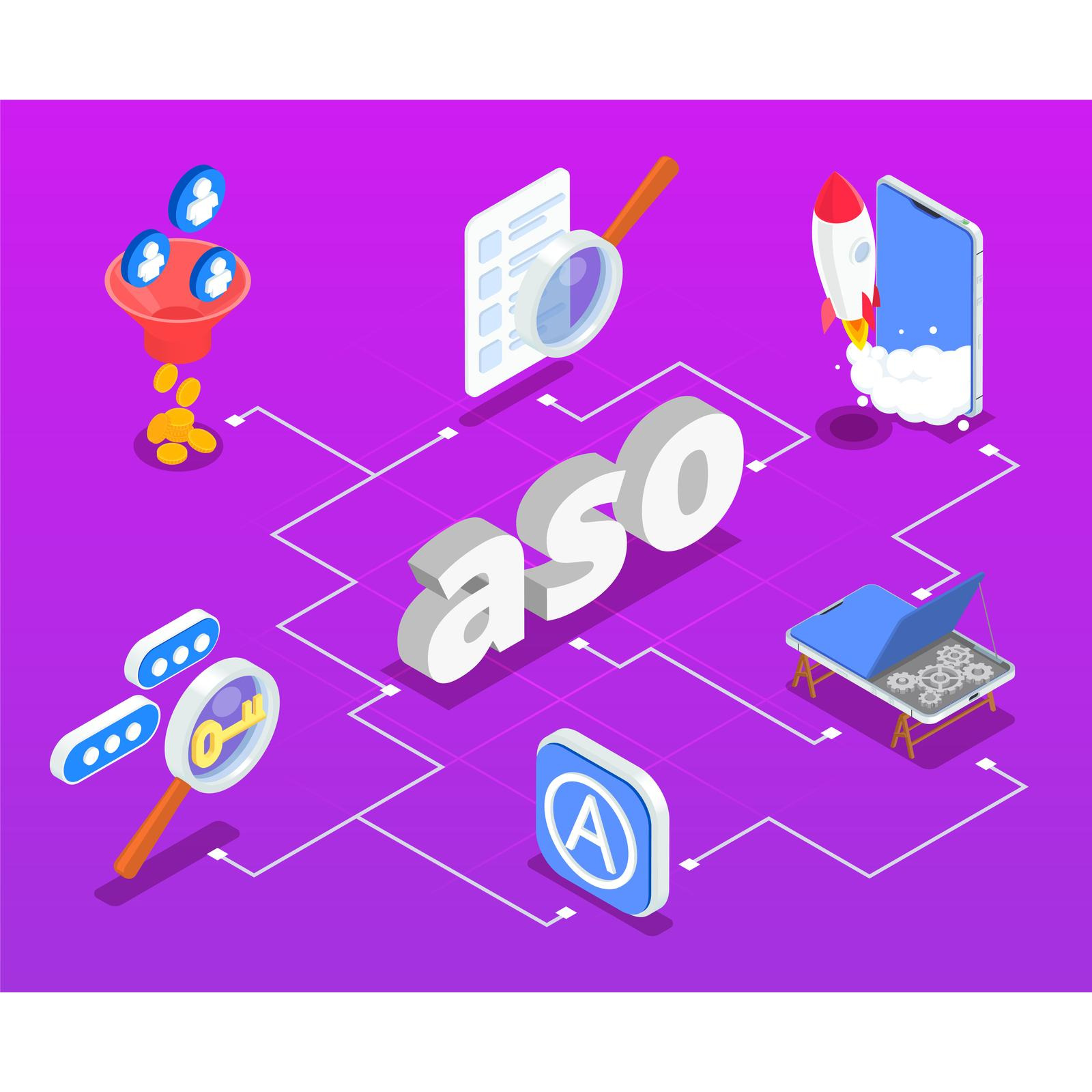 Aso Application Store Optimization Isometric 210220104 Vector ...
