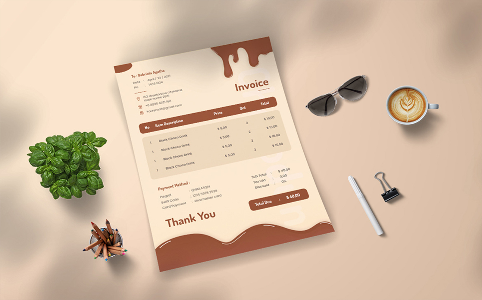 Chocodun - Invoice Template #192945 - TemplateMonster