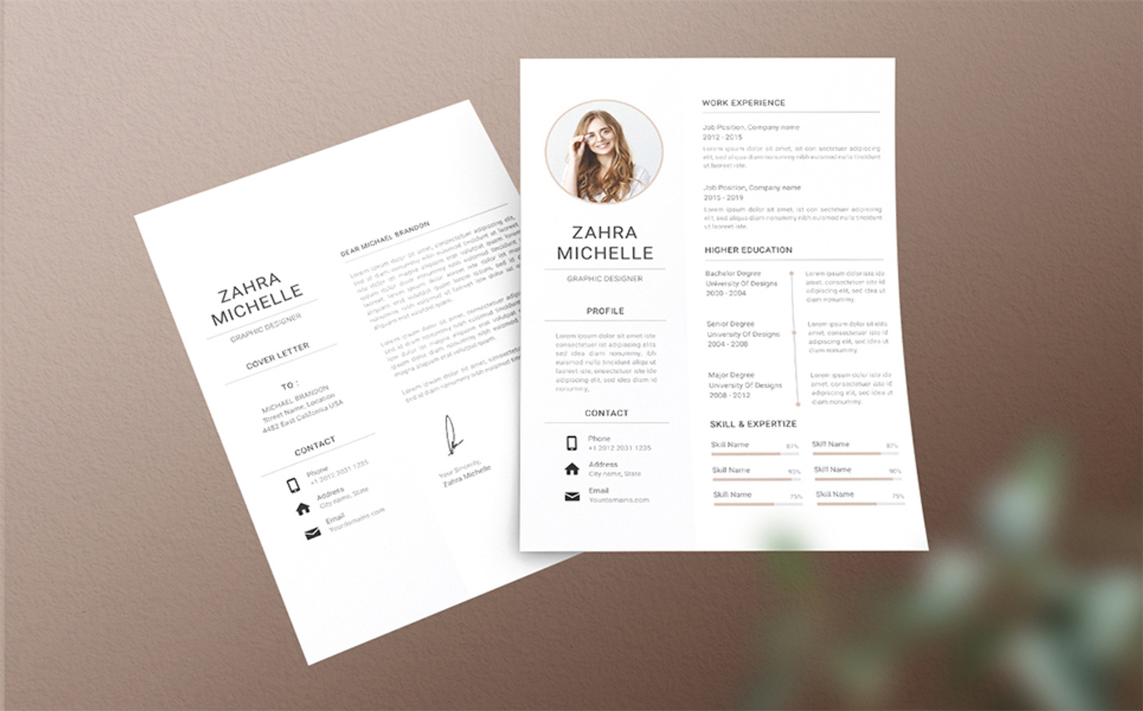 Zahra Michelle - CV Resume Template #192812 - TemplateMonster