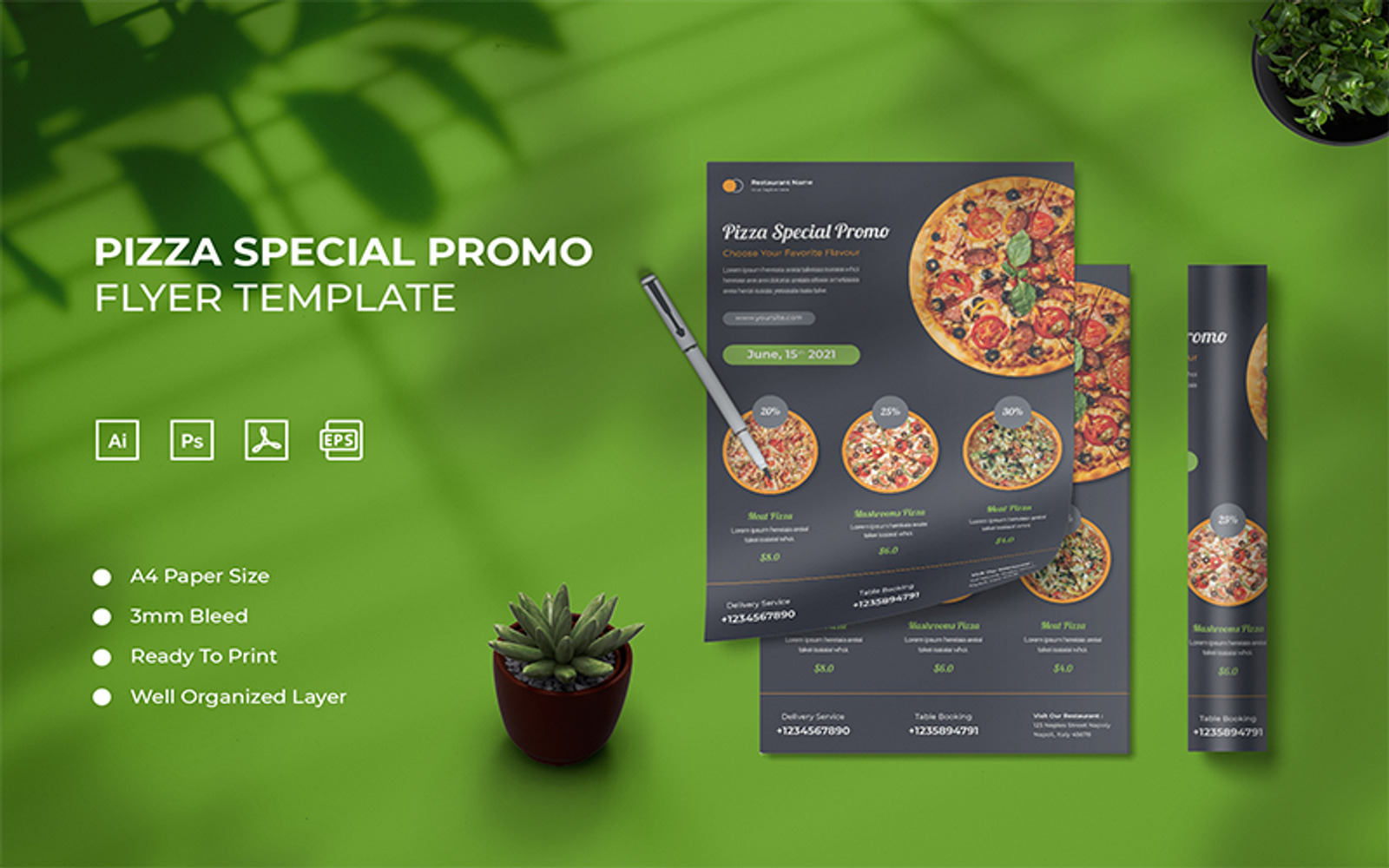 Pizza Promo - Flyer Template #202524 - TemplateMonster