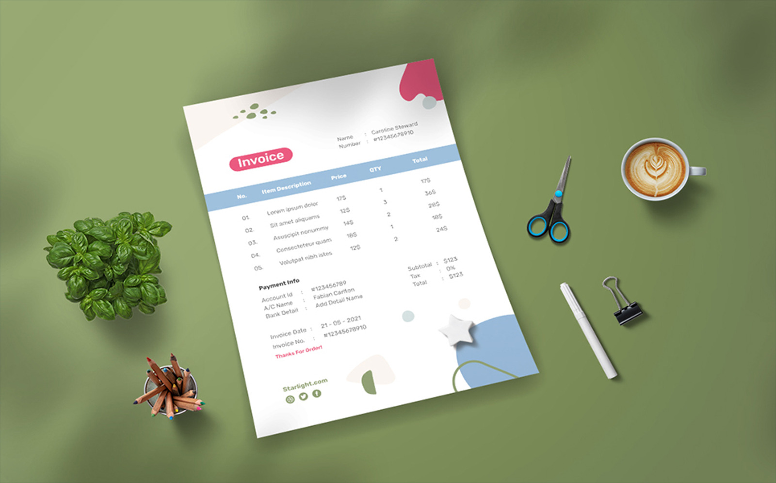 Starlight - Invoice Template #192954 - TemplateMonster