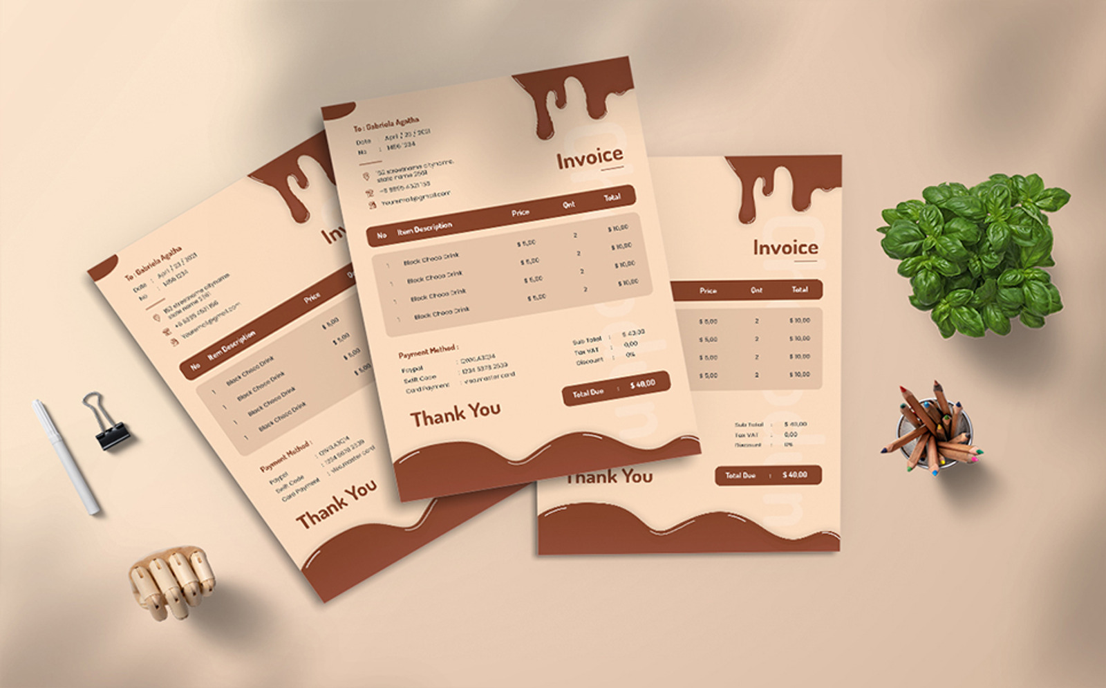 Chocodun - Invoice Template #192945 - TemplateMonster