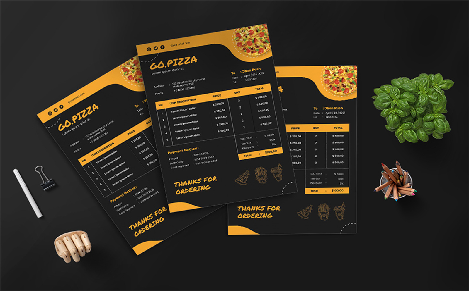 Go Pizza - Invoice Template #203071 - TemplateMonster