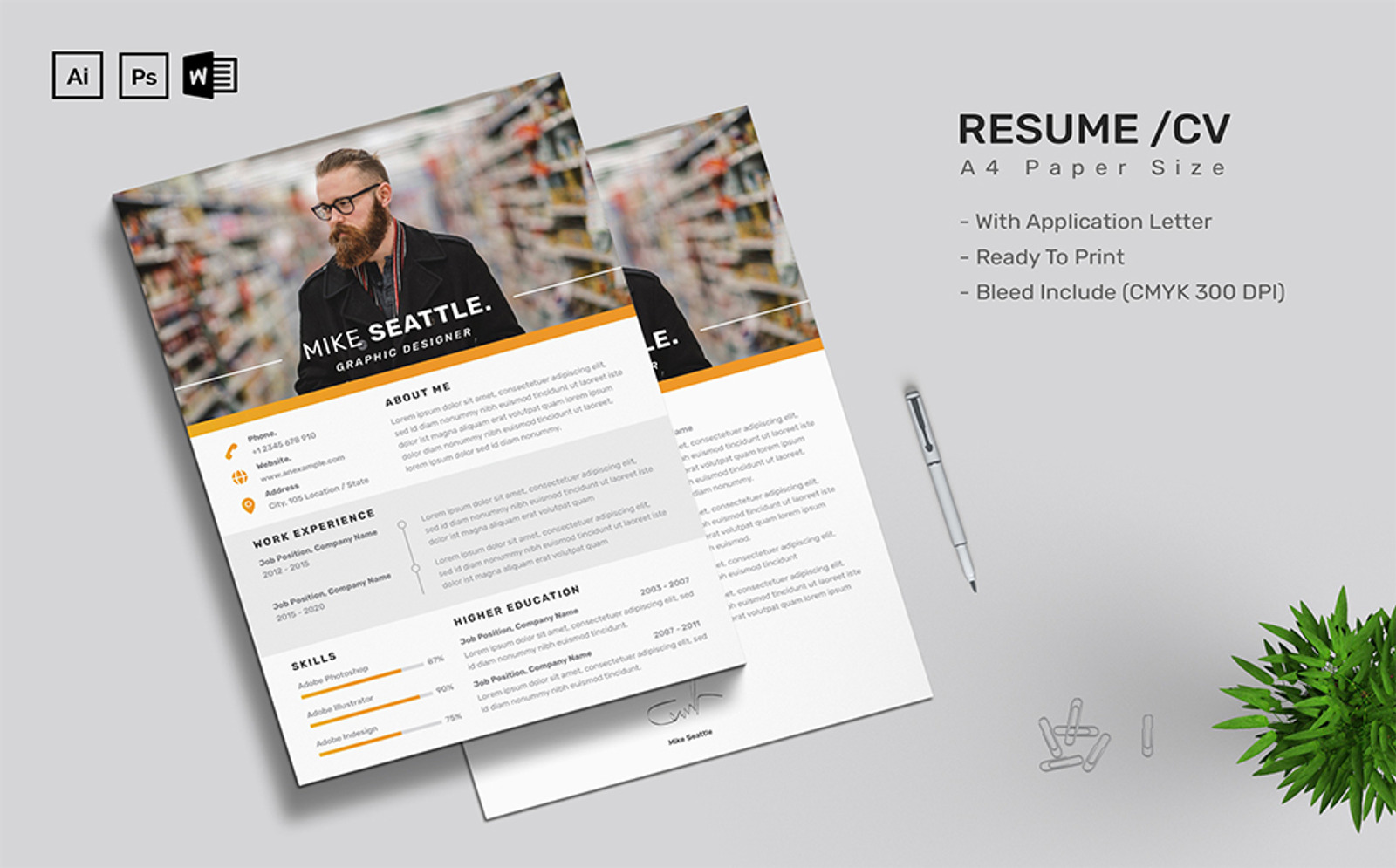Mike Seattle - CV Resume Template #183366 - TemplateMonster