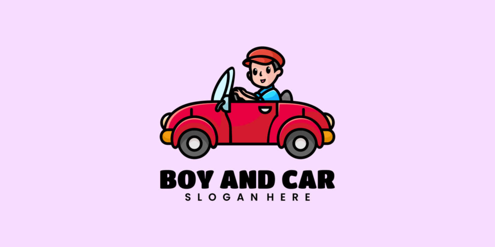 Boy and Car Cartoon Logo Style #323054 - TemplateMonster