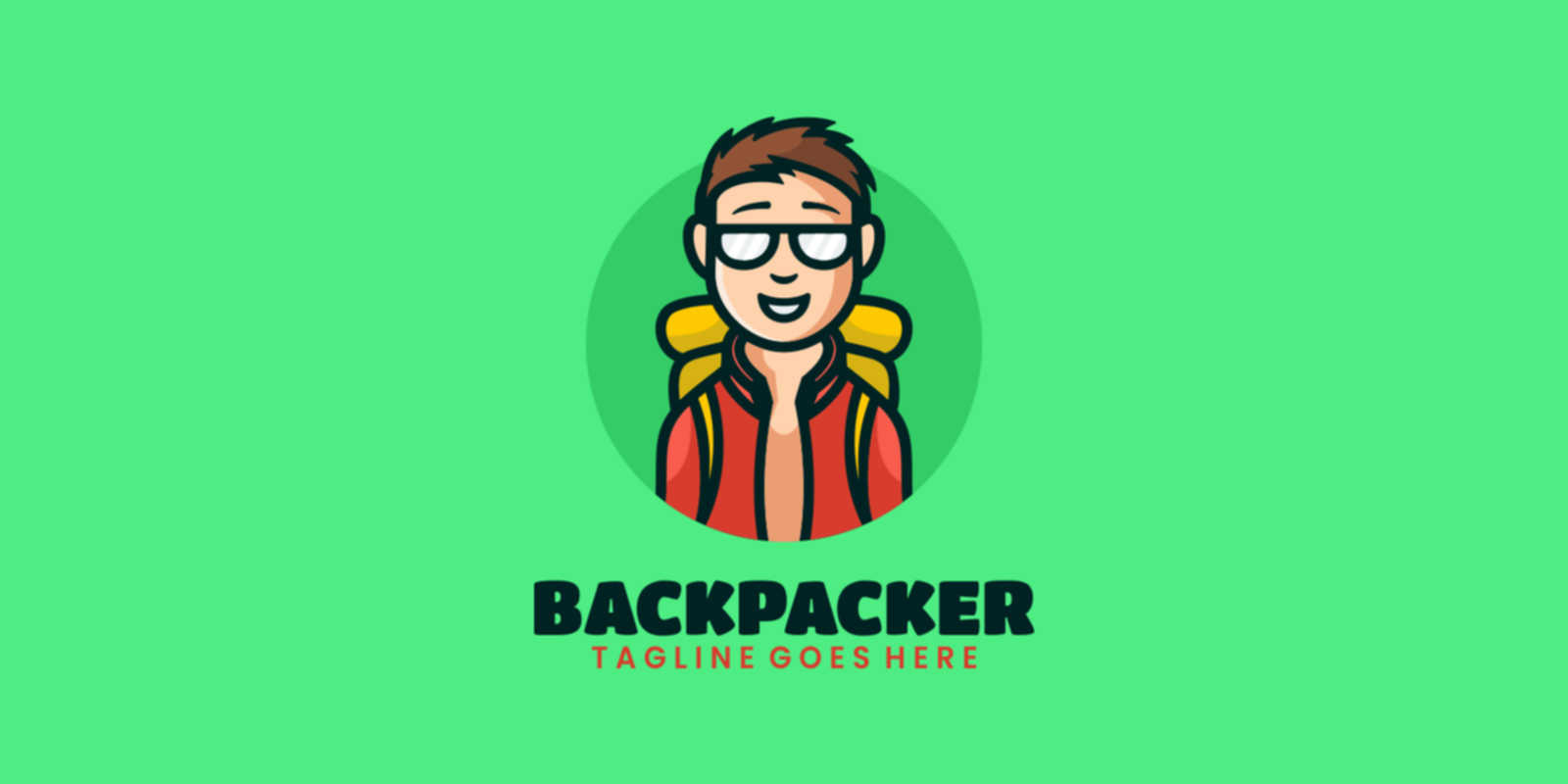 Backpacker Mascot Cartoon Logo #330612 - TemplateMonster