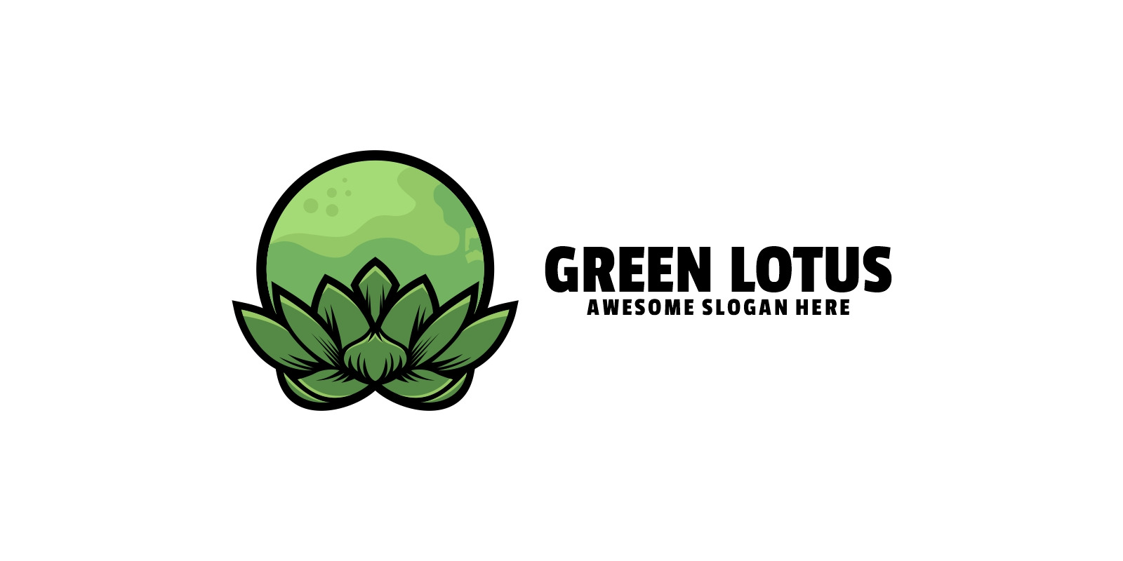 Green Lotus Simple Mascot Logo #221390 - TemplateMonster