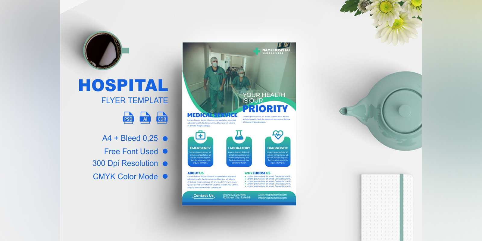 Hospital Flyer Design Template #278545 - TemplateMonster