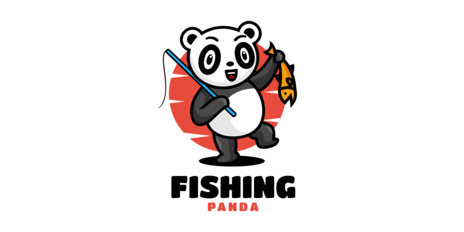 Panda Fishing Cartoon Logo #334052 - TemplateMonster