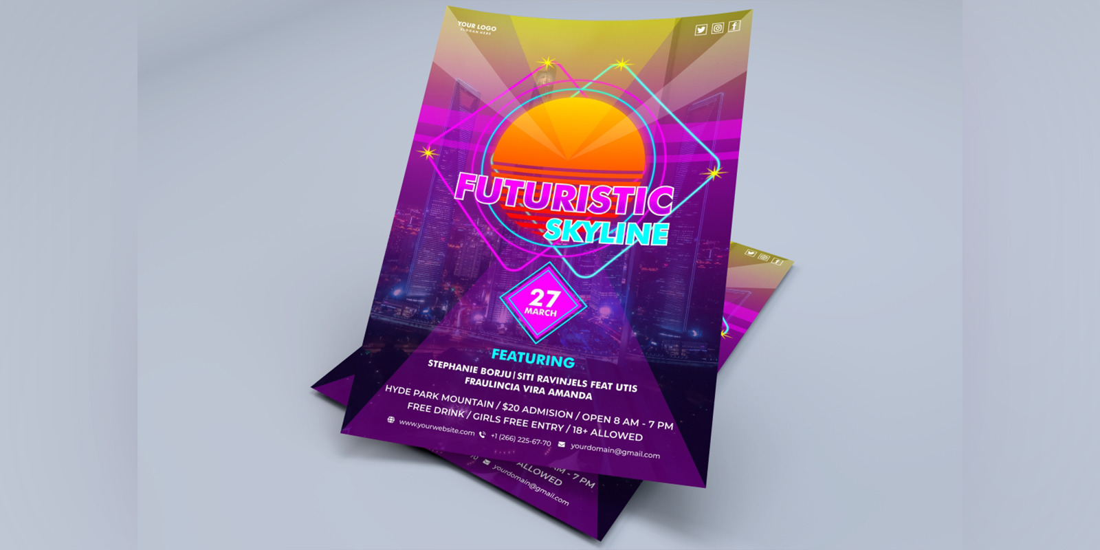 Futuristic Skyline Flyer Design #277053 - TemplateMonster