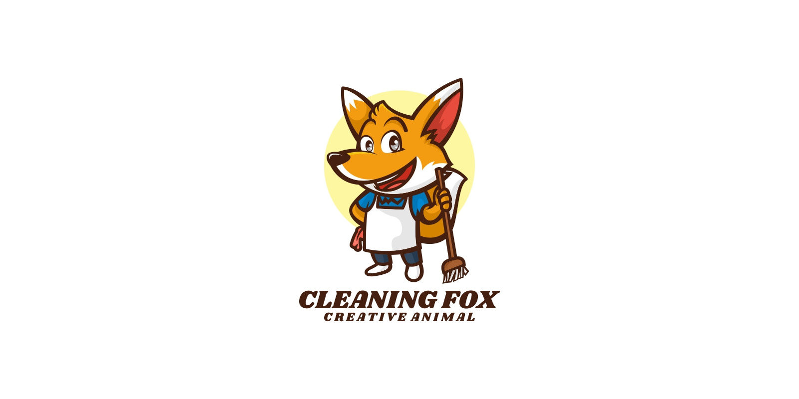 Cleaning Fox Cartoon Logo #223981 - TemplateMonster