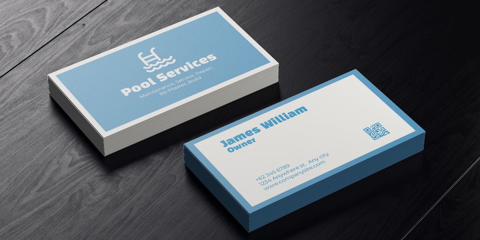 Pool Service Business Card #317645 - TemplateMonster