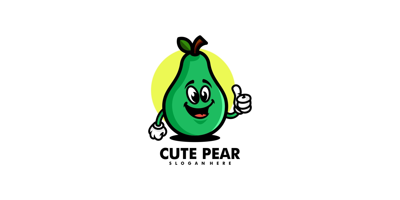 Pear Mascot Cartoon Logo Style #254440 - TemplateMonster