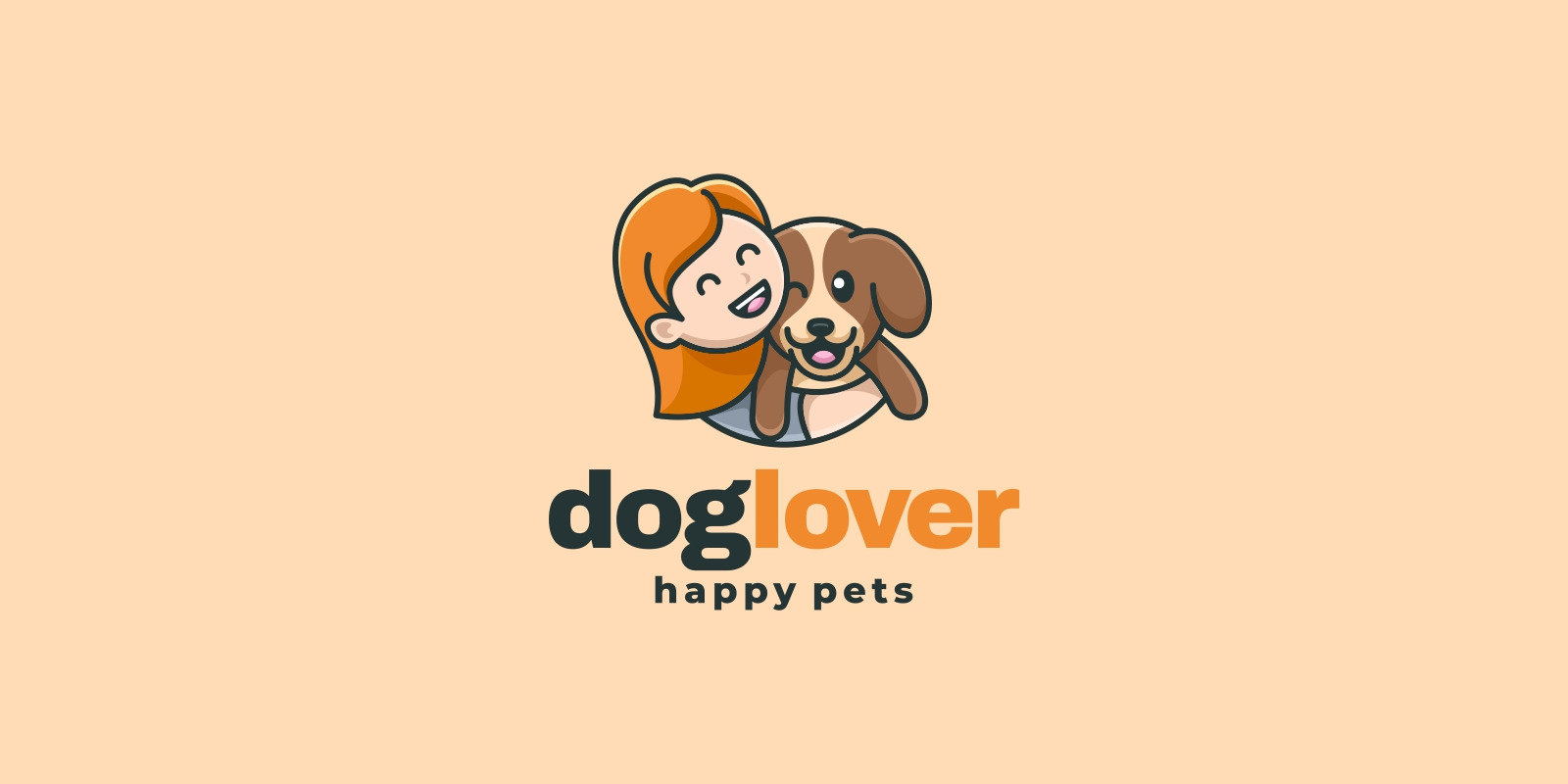 People and Dog Pets Cartoon Logo #190008 - TemplateMonster